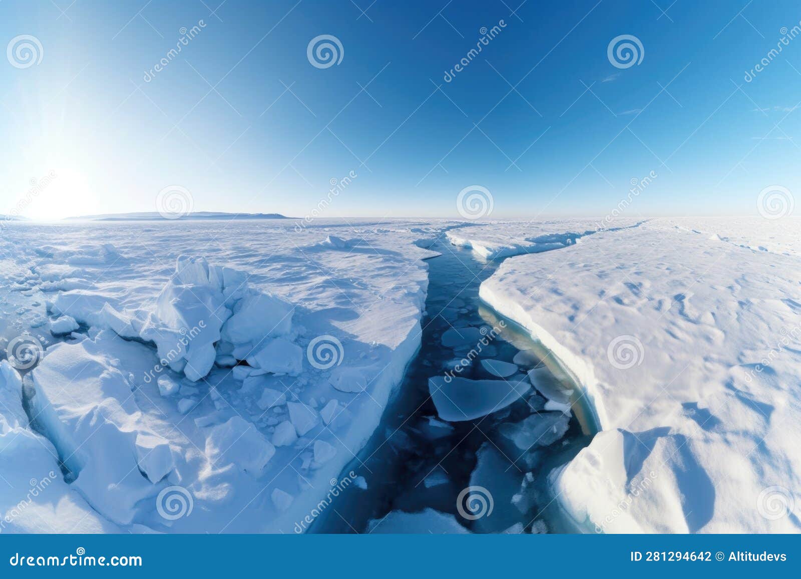 Wide Angle Shot of Vast Ice Sheet Breaking Off Stock Illustration ...