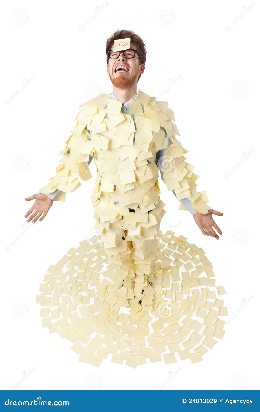 Wide Angle Shot of Young Man with a Sticky Notes Stock Image - Image of ...