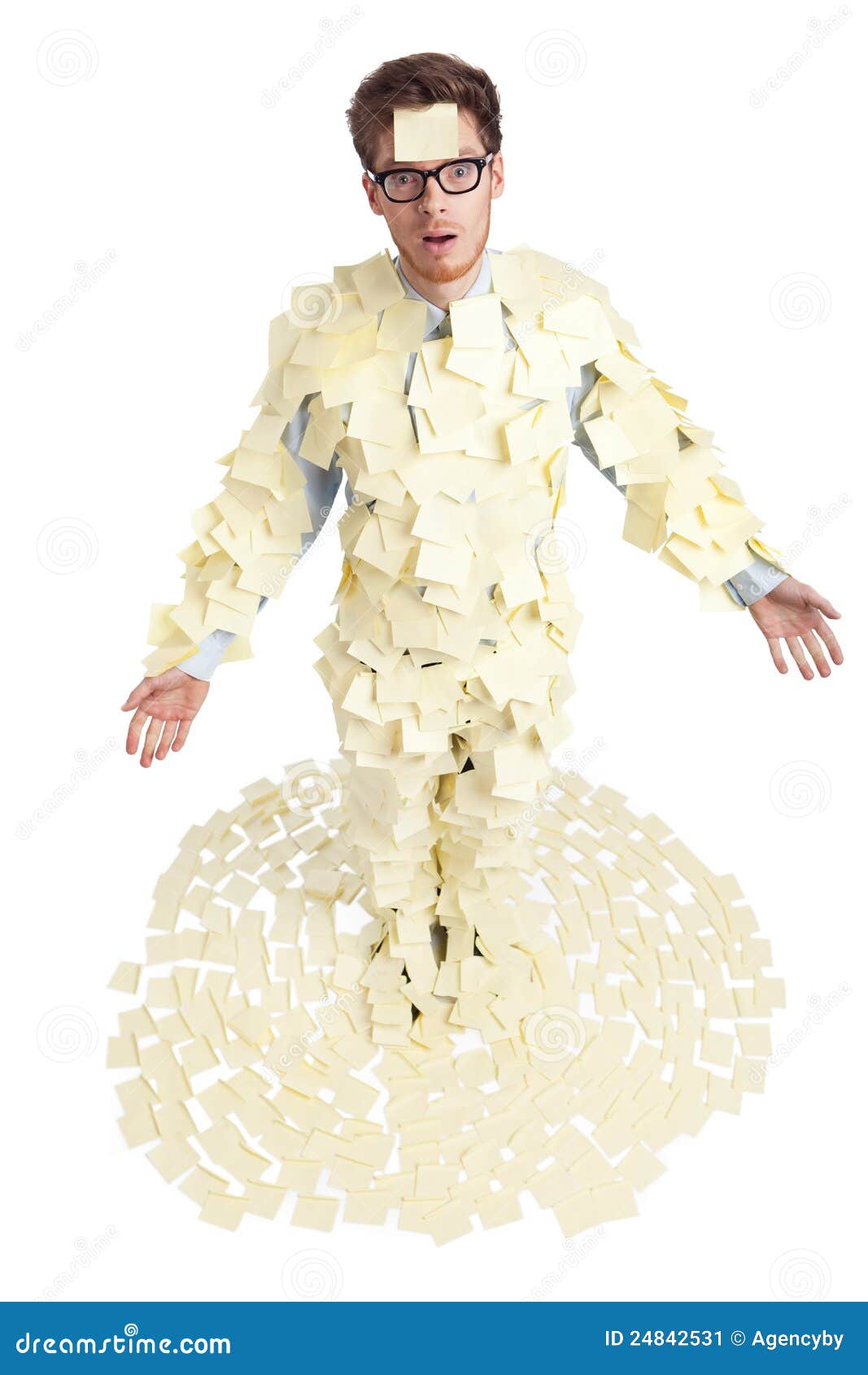 Wide Angle Shot of Young Man with a Sticky Notes Stock Image - Image of ...