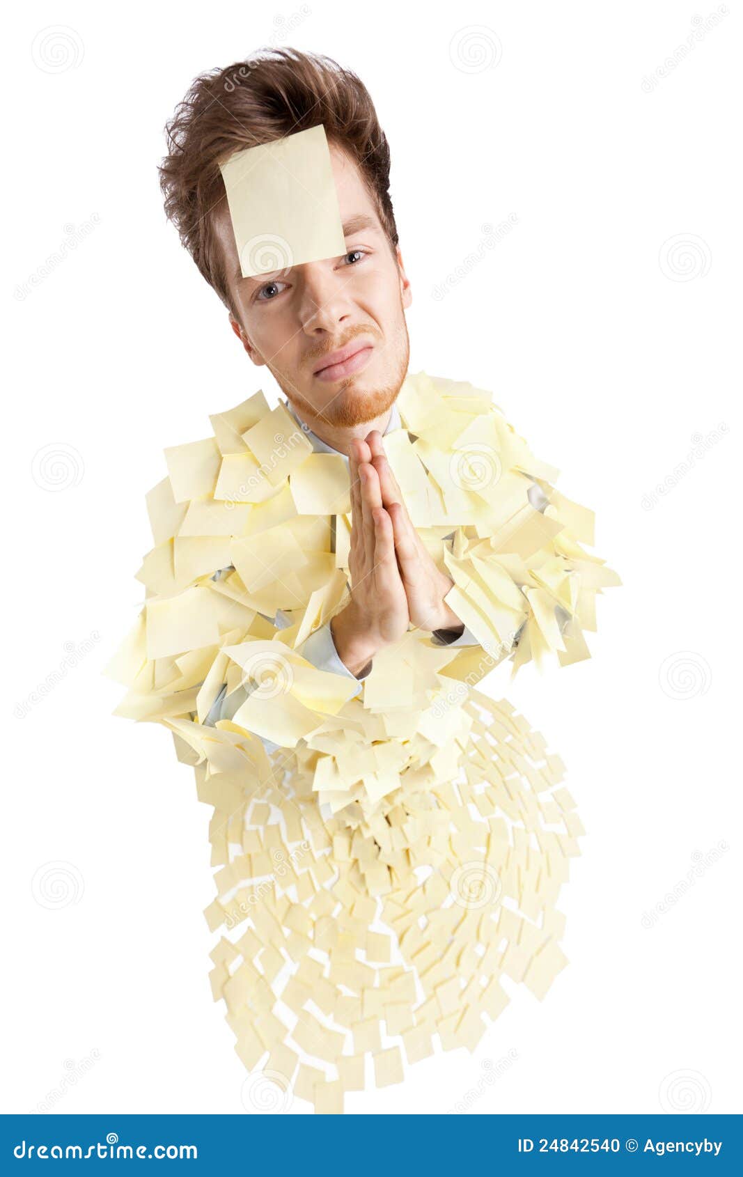 Wide Angle Shot of Young Man with a Sticky Notes Stock Photo - Image of ...