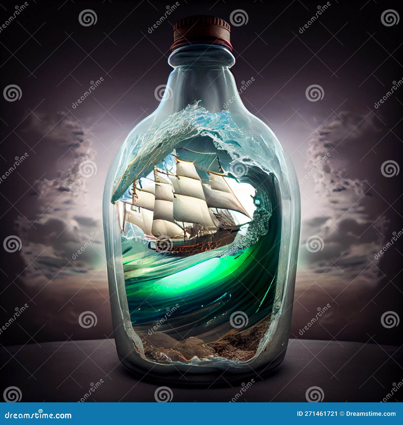 Wide Angle Split Photography of a Ship Inside Stock Illustration ...