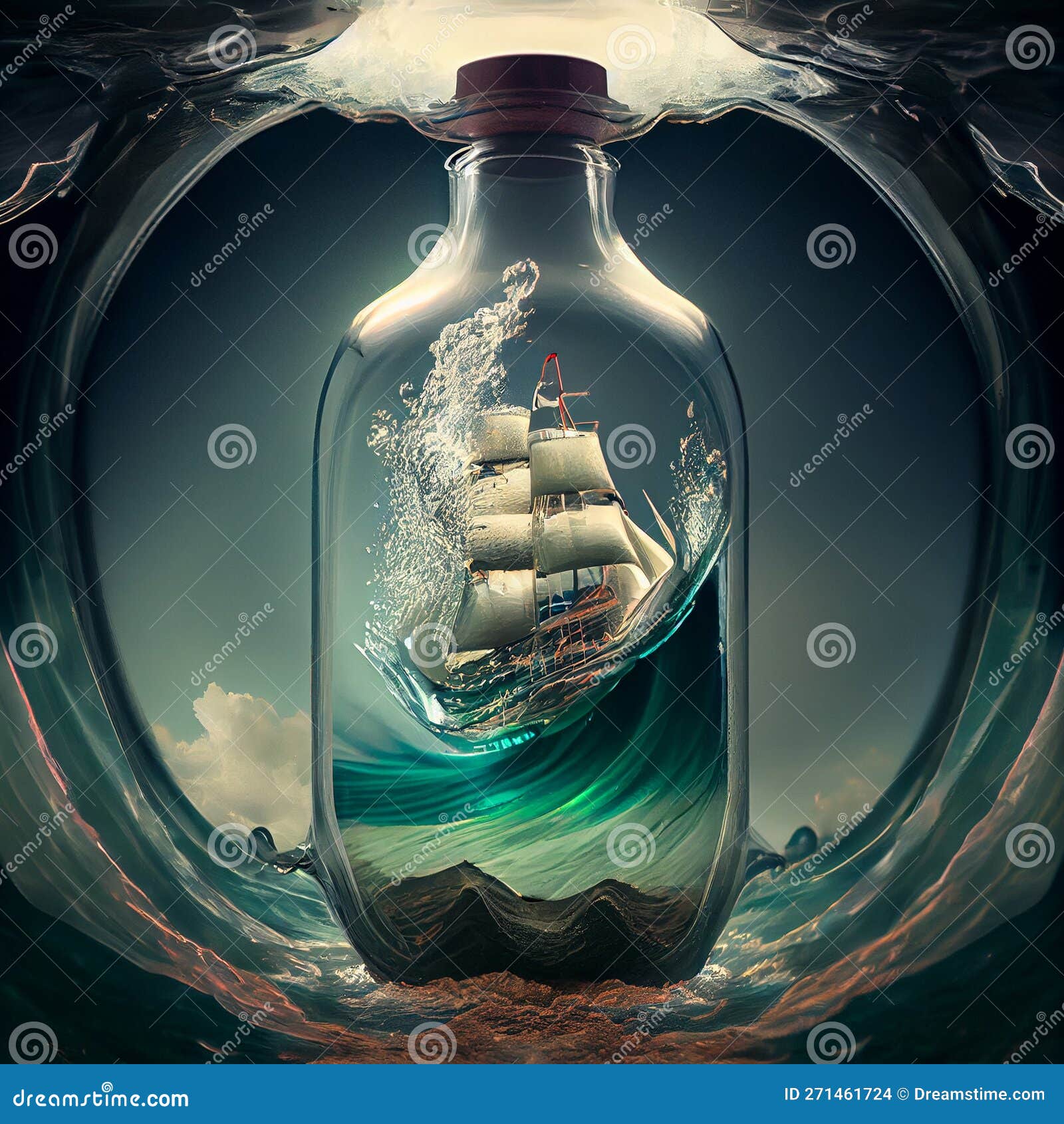 Wide Angle Split Photography of a Ship Inside Stock Illustration ...