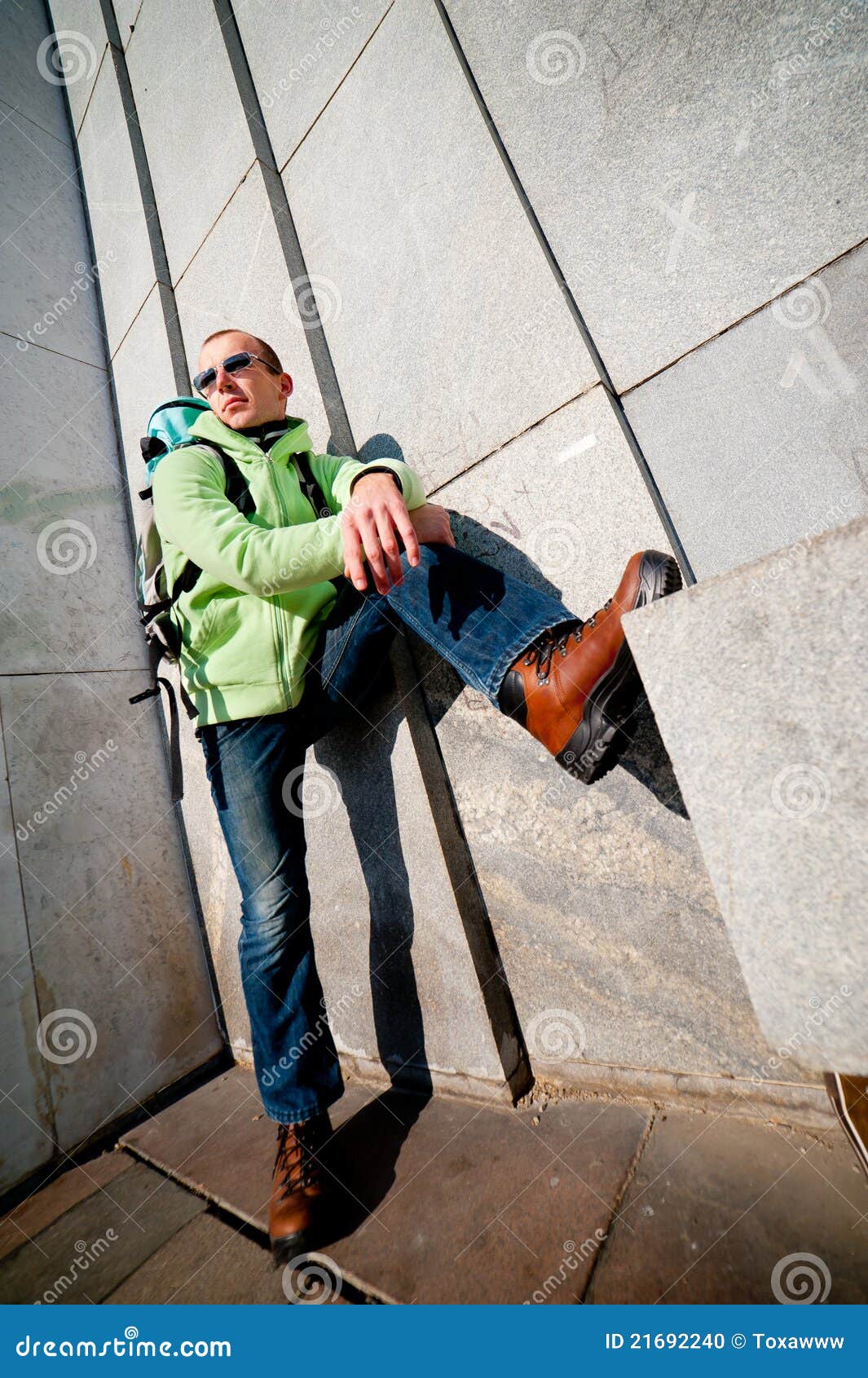 Wide Angle Urban Portrait of a Stylish Man Stock Photo - Image of male ...