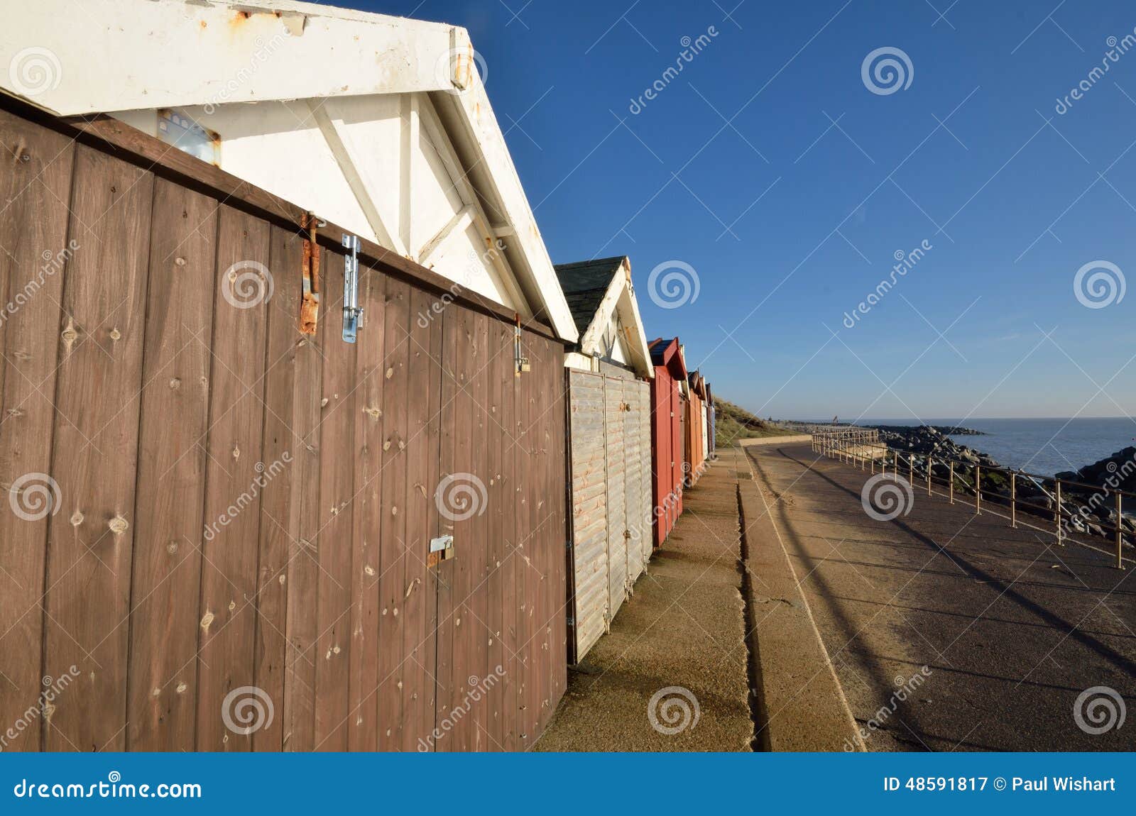 Wide Angle View of Beach Huts Stock Image - Image of colorful, vacation ...