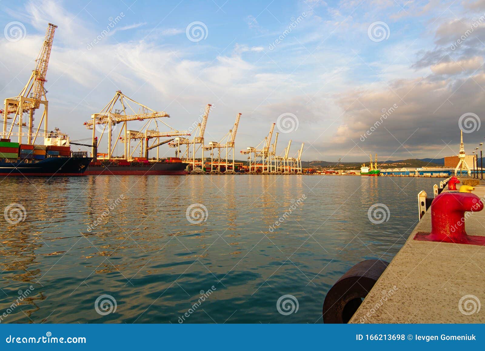 Wide Angle View of Big Harbor with Cranes. Container Ship Loading by ...