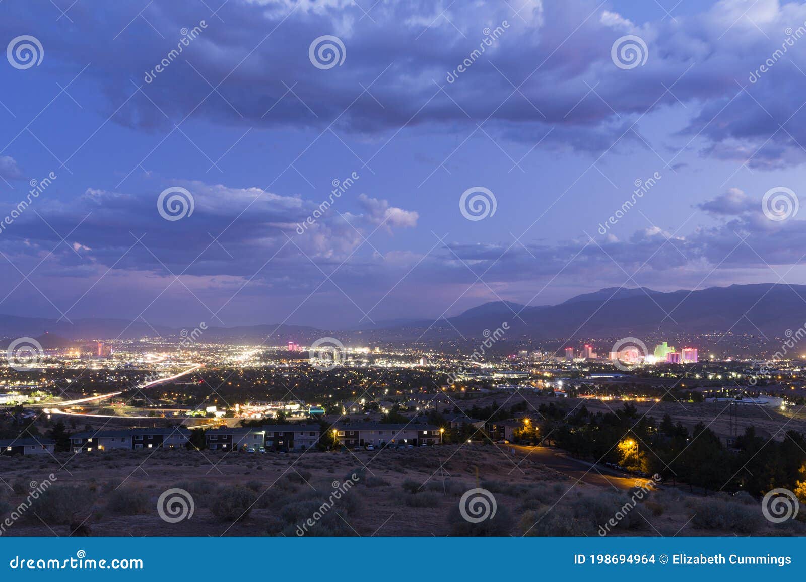 Wide Angle View of the City of Reno during a Wind and Dust Storm ...