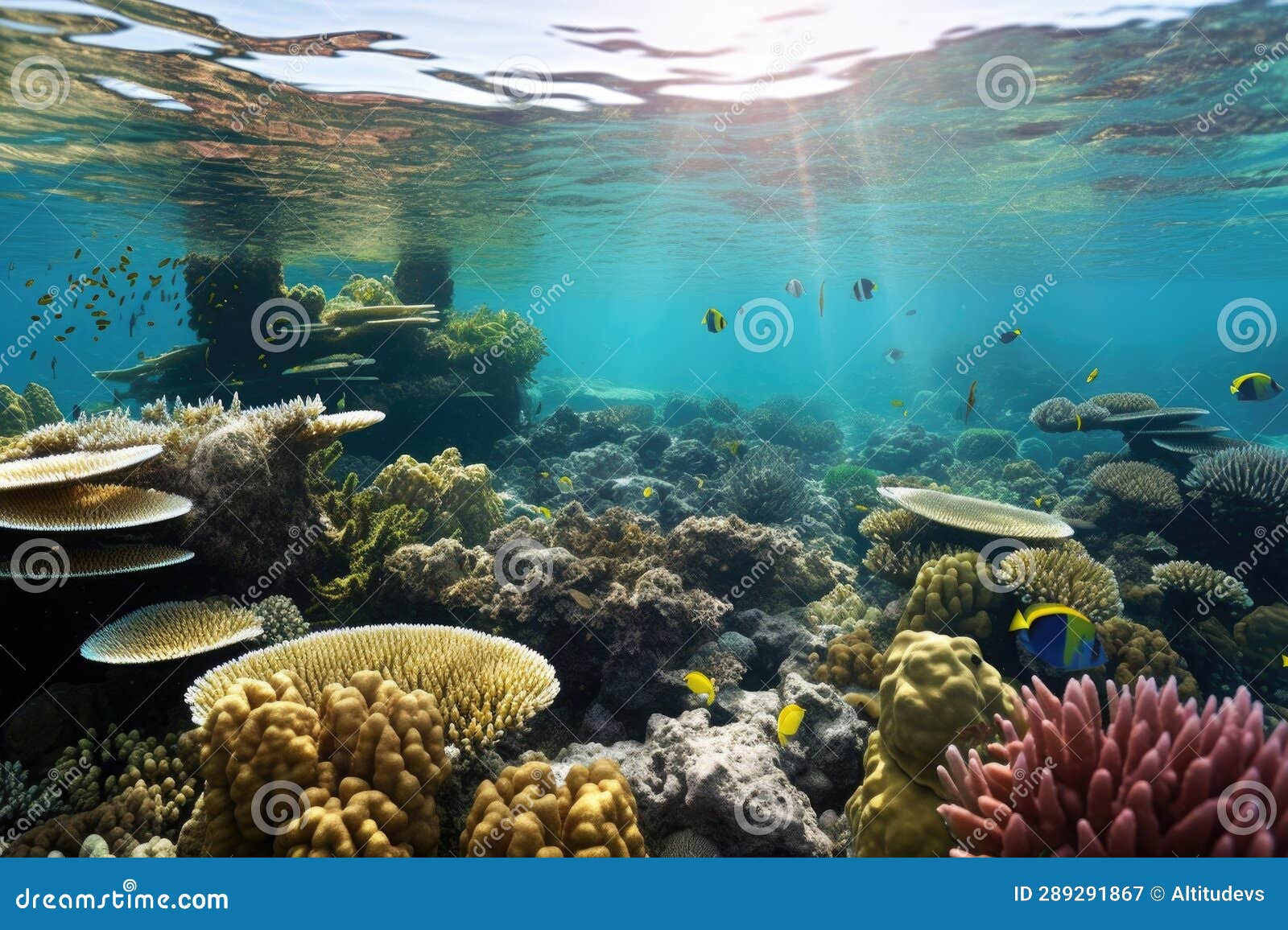 Wide-angle View of Coral Reef during Spawning Stock Image - Image of ...