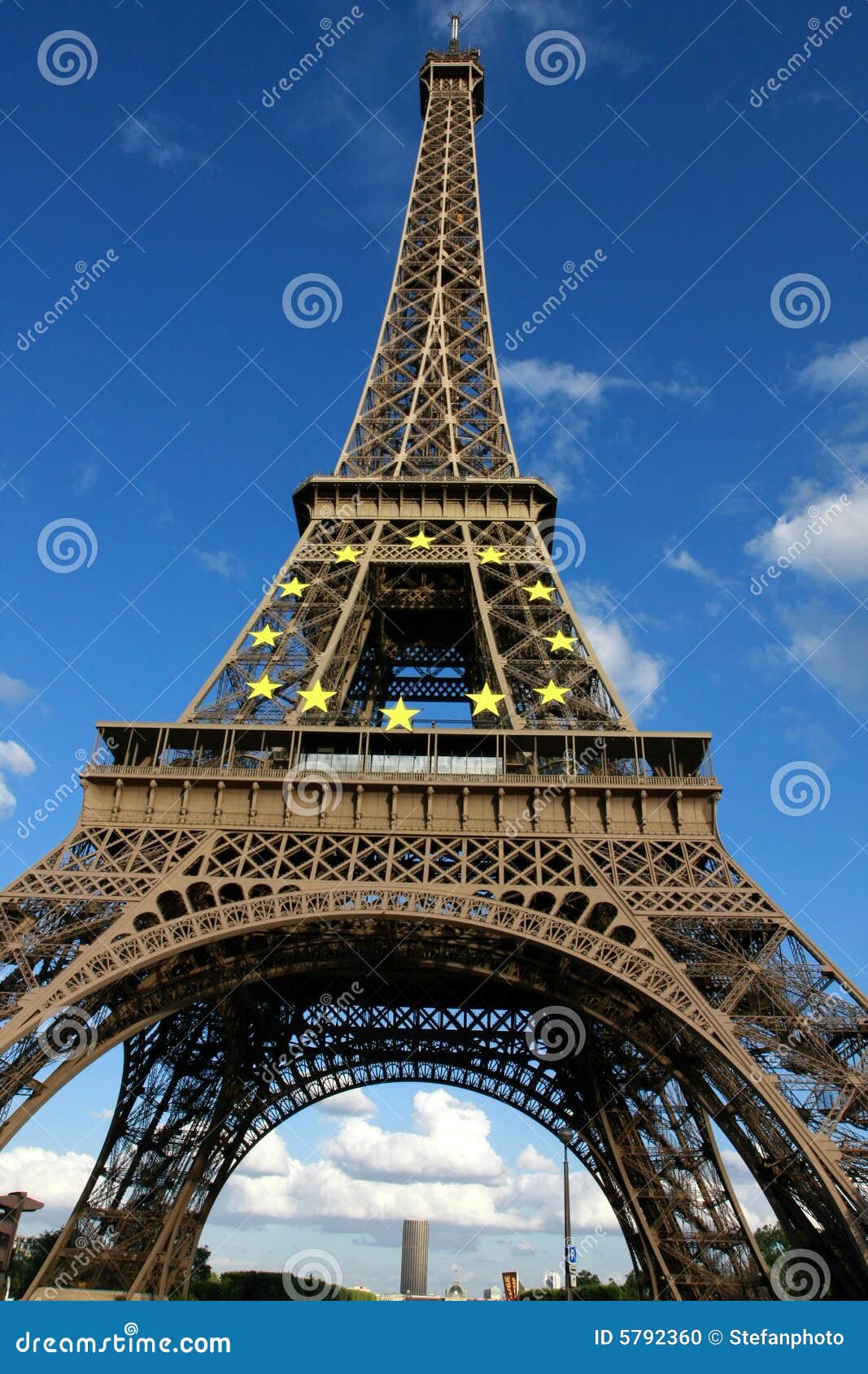 Wide-angle View of the Eiffel Tower Stock Photo - Image of architecture ...
