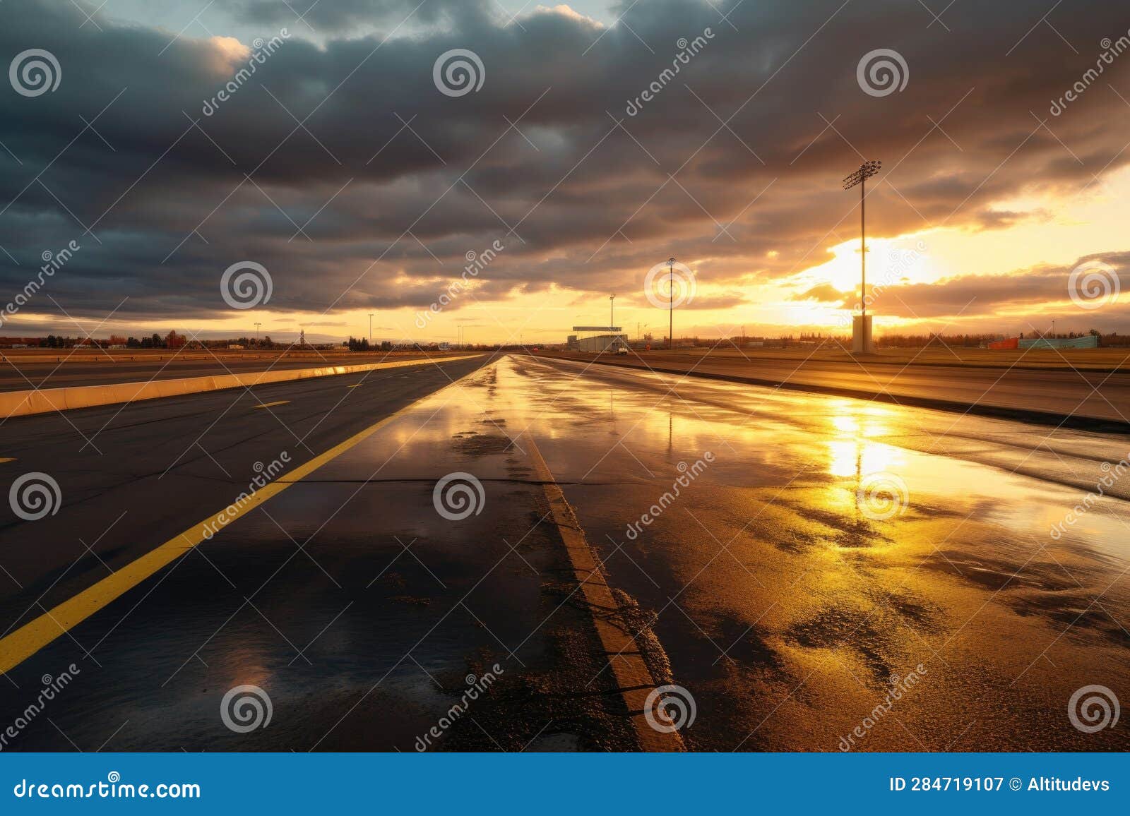 Wide Angle View of Empty Drag Racing Strip Stock Illustration ...