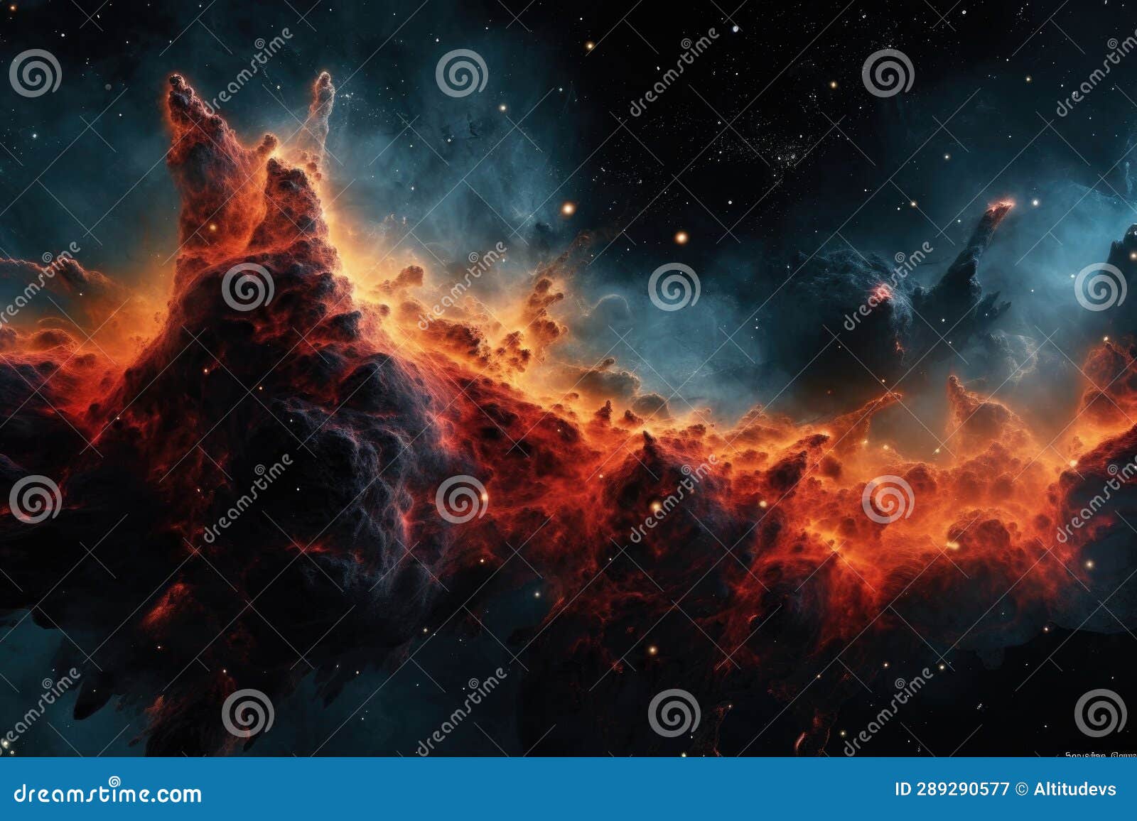 Wide-angle View of an Expansive Nebula with Protostars Stock Image ...