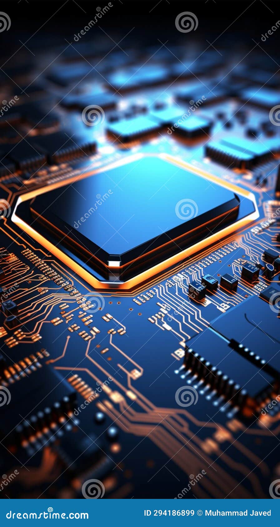 Wide Angle View of High Tech Circuitry Abstract 3D Background Texture ...