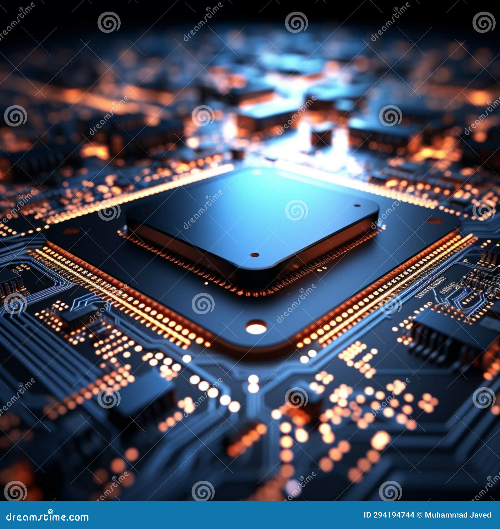 Wide Angle View of High Tech Circuitry Abstract 3D Background Texture ...