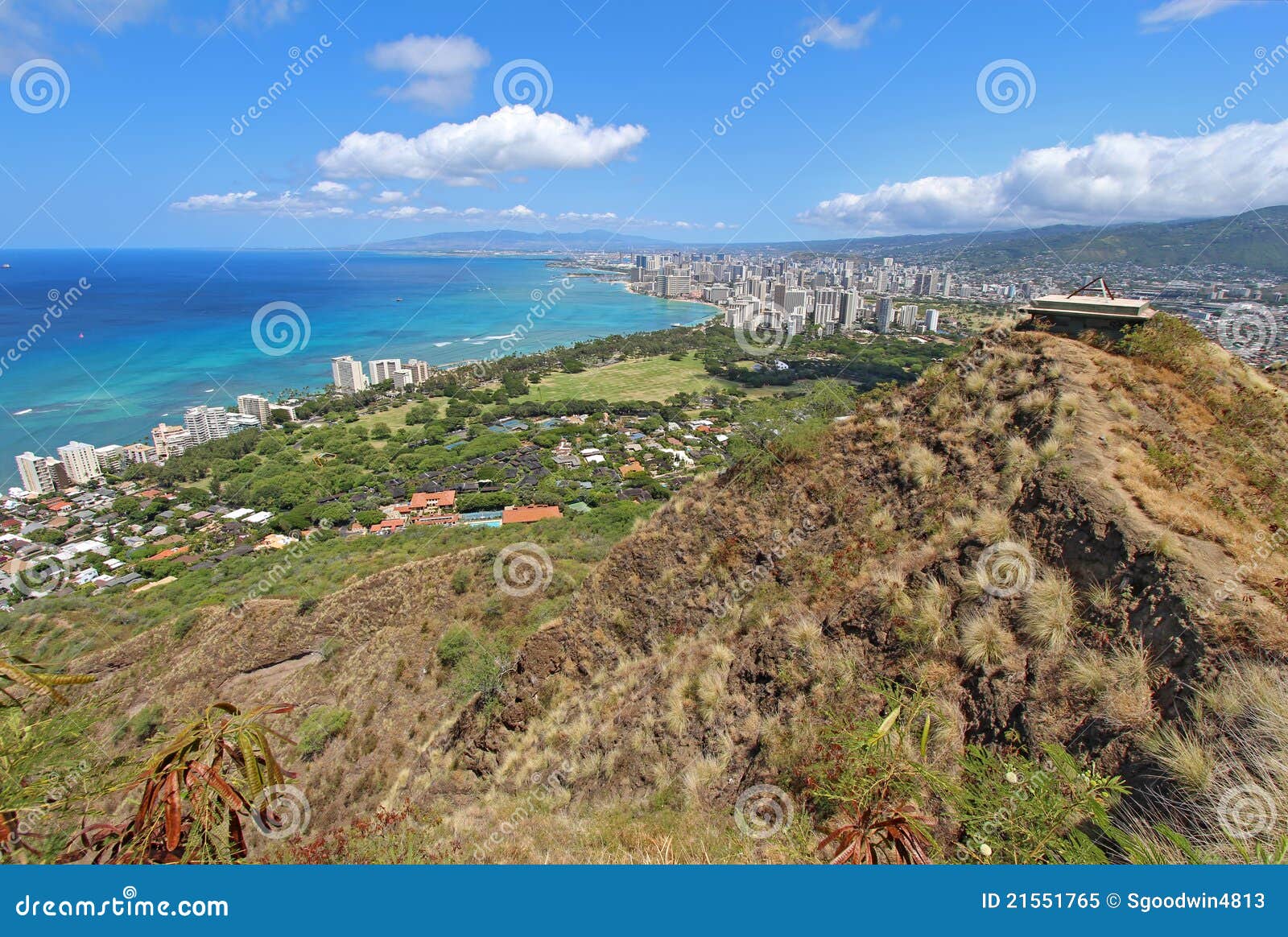 Wide-angle View of Honolulu, Hawaii Stock Image - Image of pacific ...