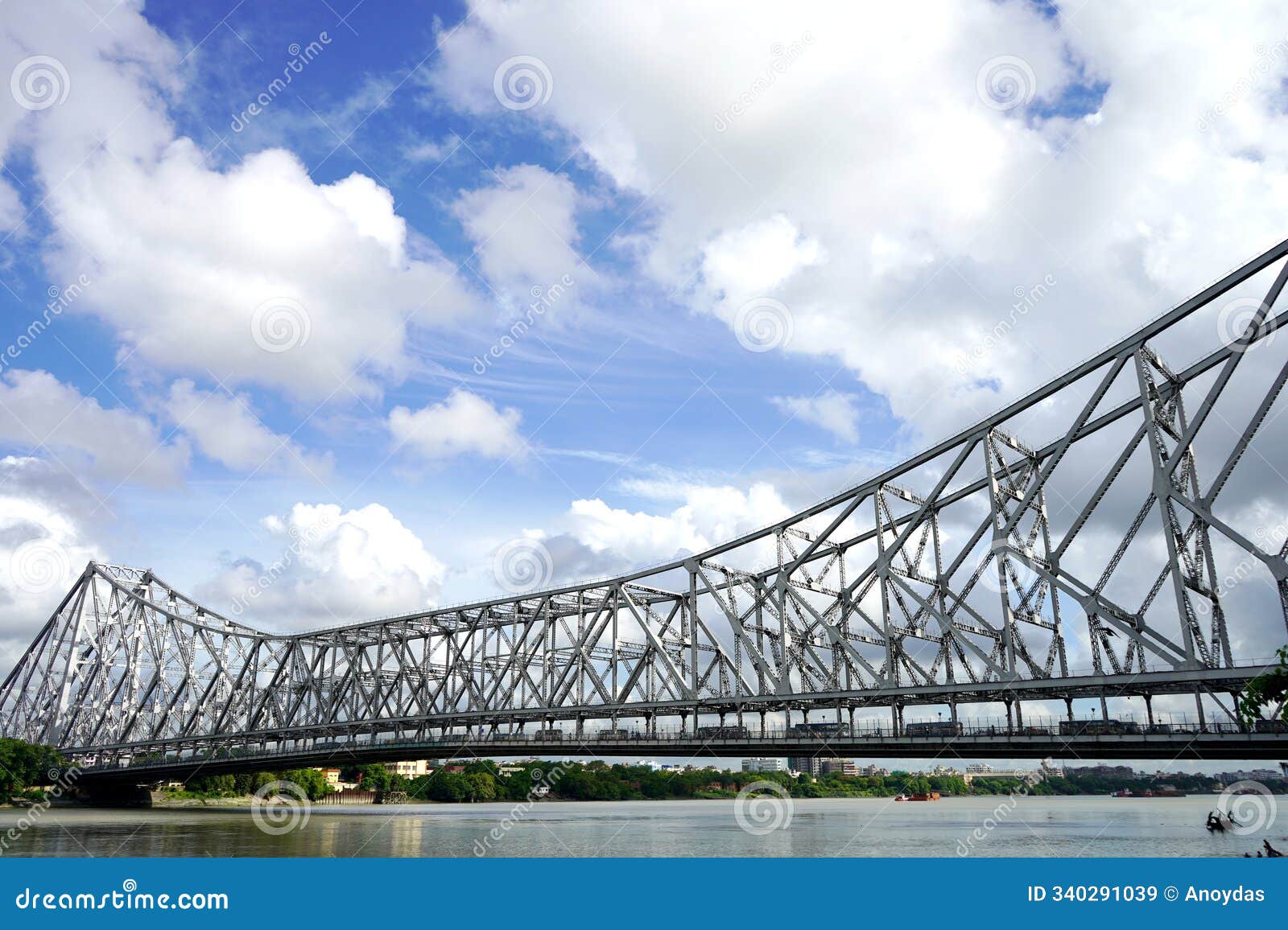 Wide Angle View of Howrah Bridge in Sunny Weather Stock Image - Image ...