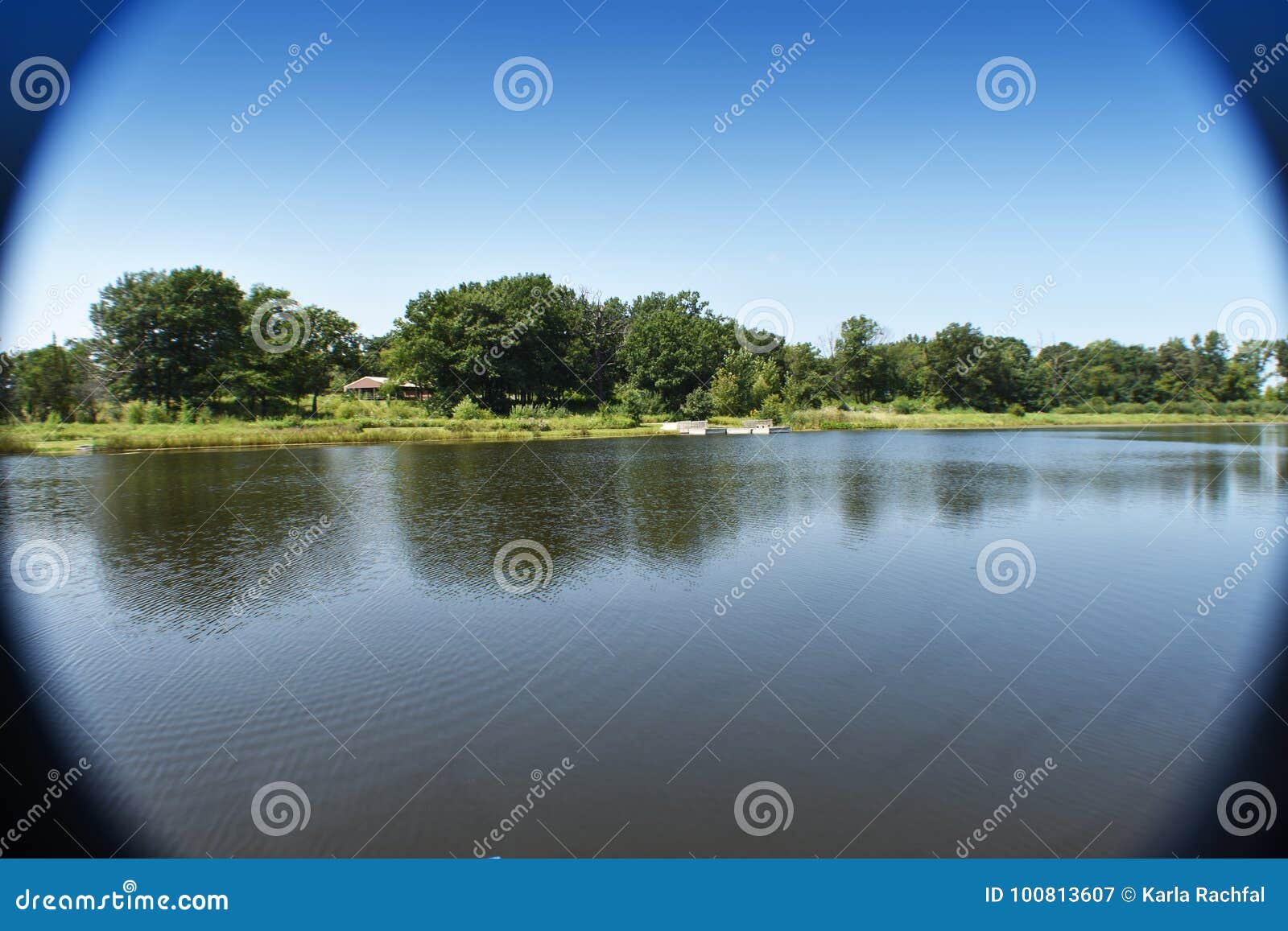 Wide Angle View of Lake and Landscape Stock Image - Image of summer ...