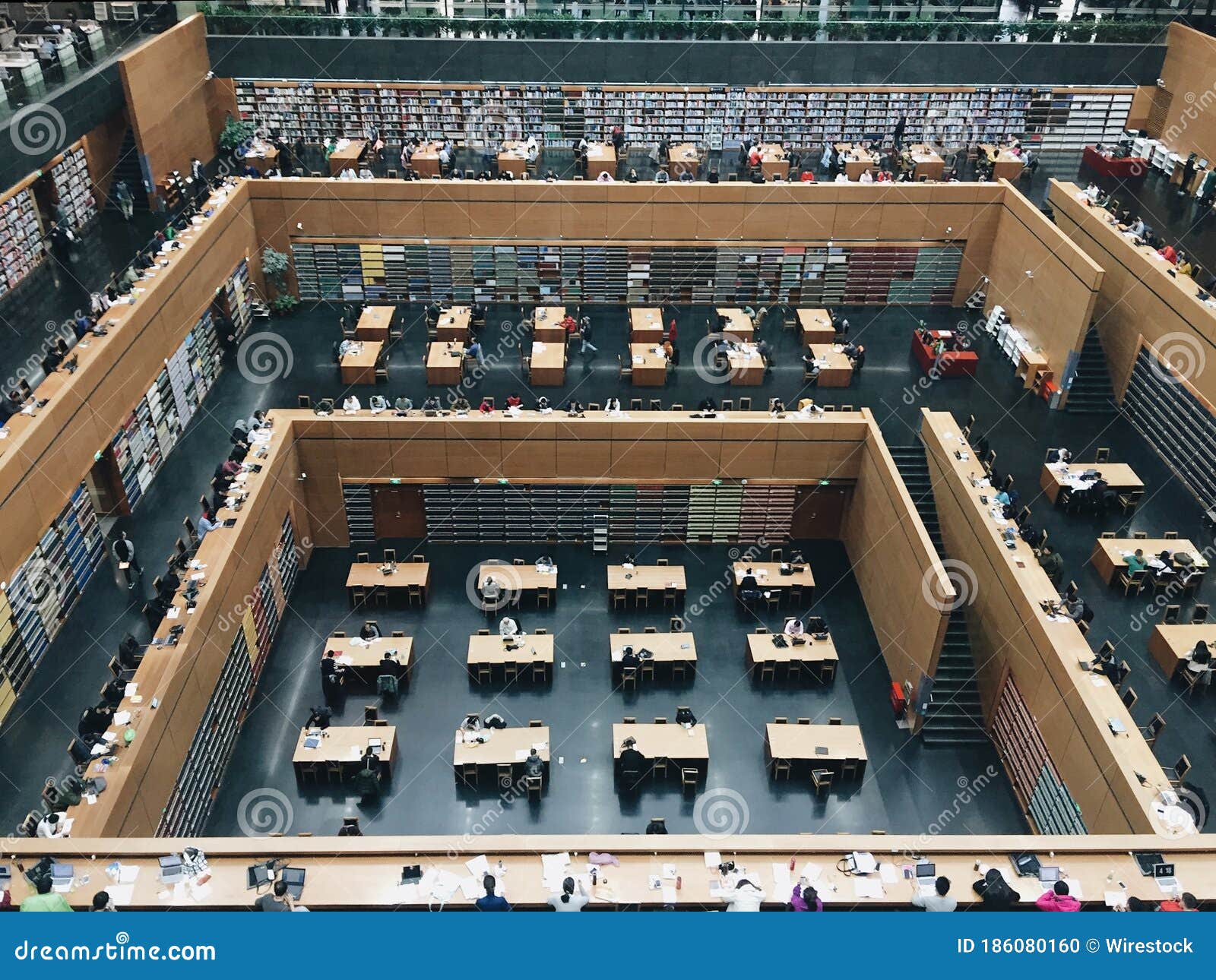 Wide-angle View of the Main Reading Room of the National Library of ...