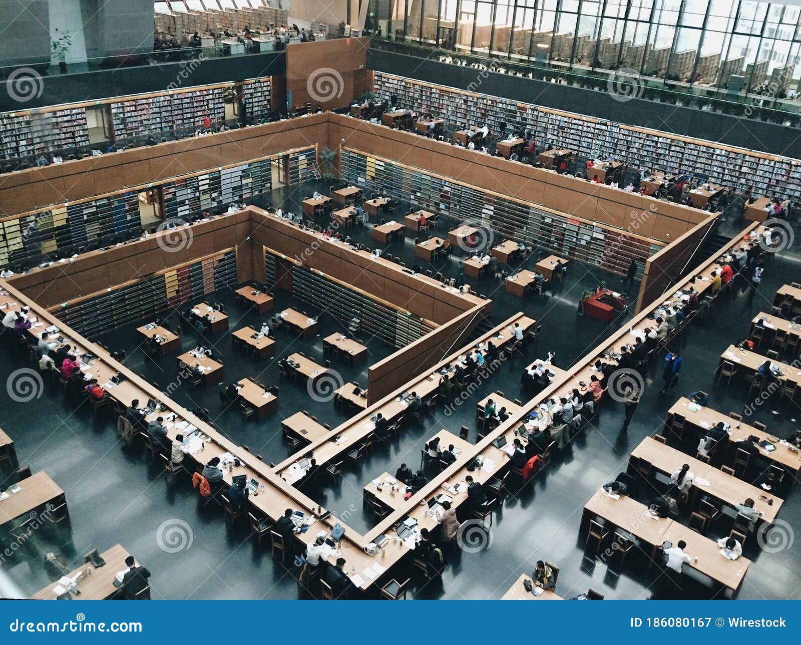 Wide-angle View of the Main Reading Room of the National Library of ...