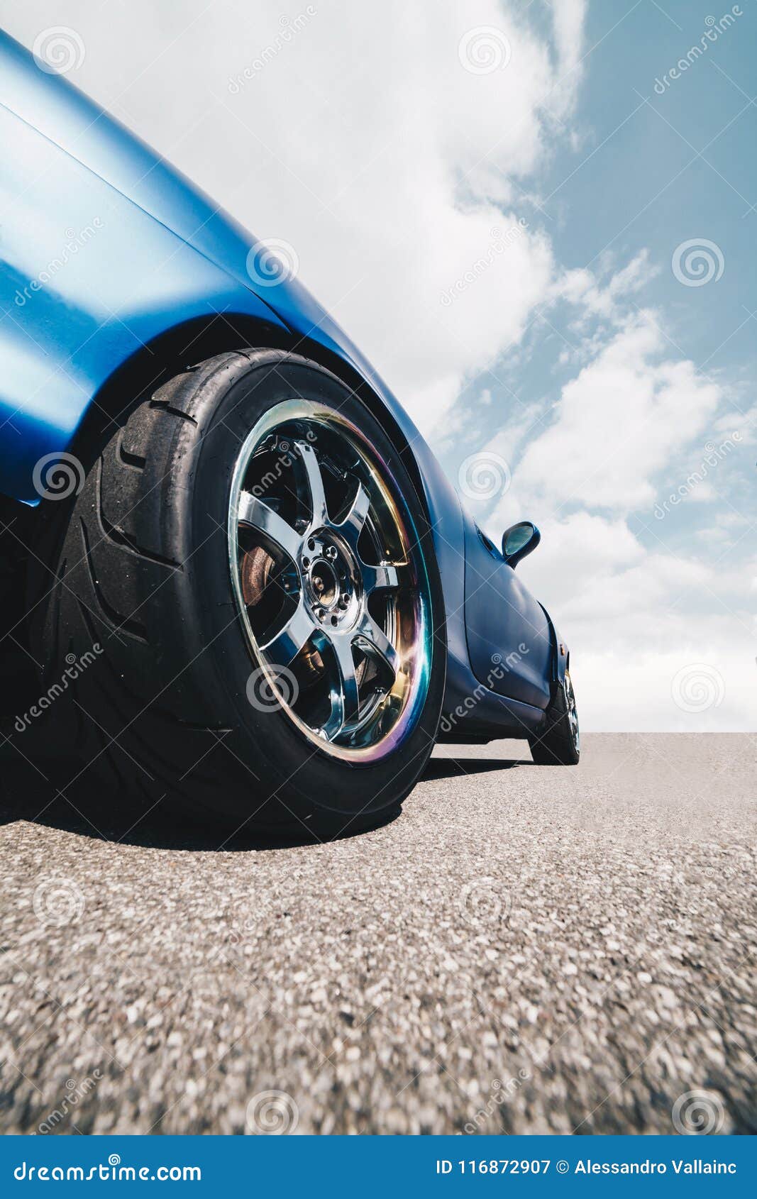Wide Angle View of a Modern Custom Fast Car with Decorated Wheel ...