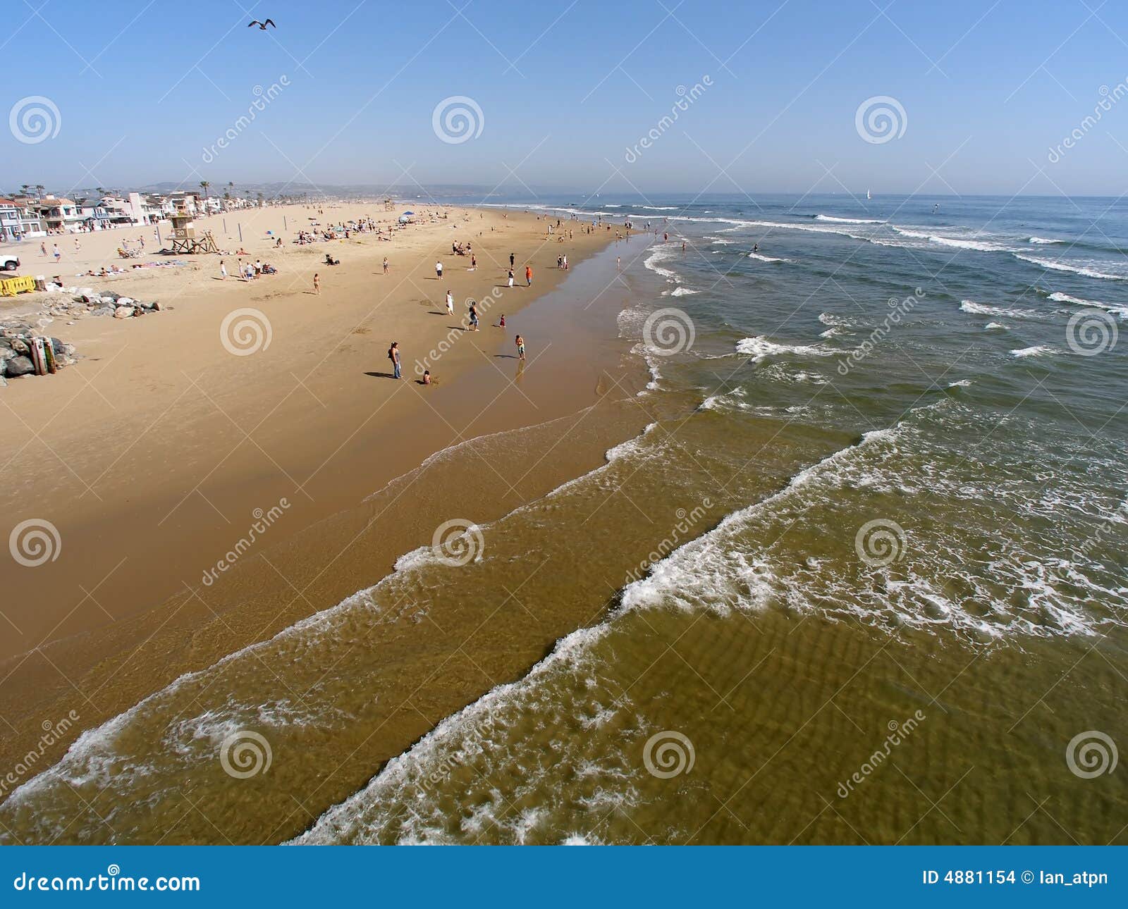 Wide Angle View of Sea and Shore Stock Photo - Image of children ...