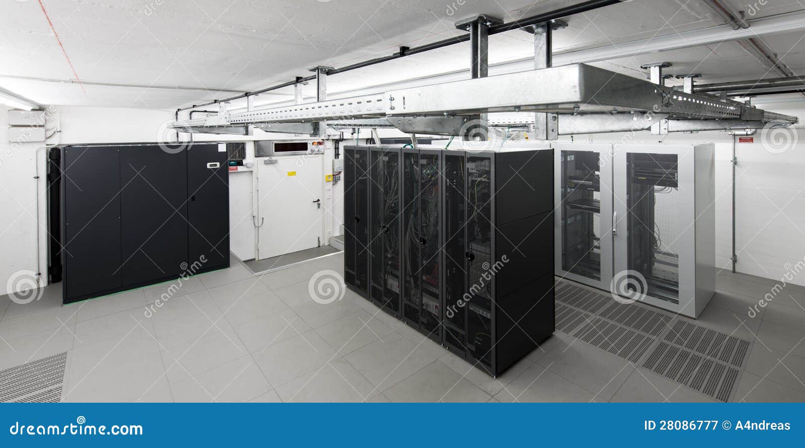 Wide Angle View of Small Computer Room Stock Image - Image of high ...