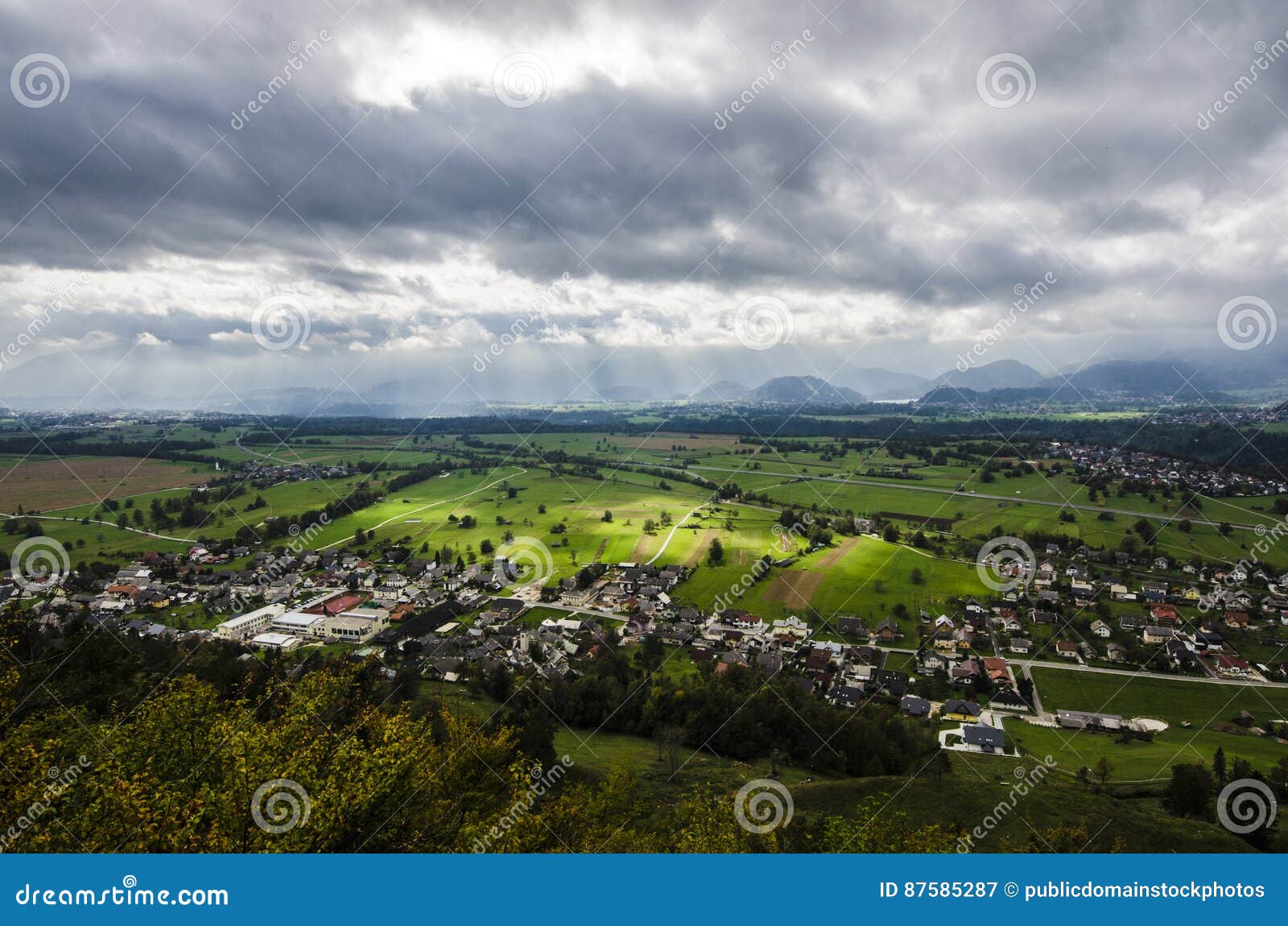 Wide-Angle View Of Valley Community Picture. Image: 87585287