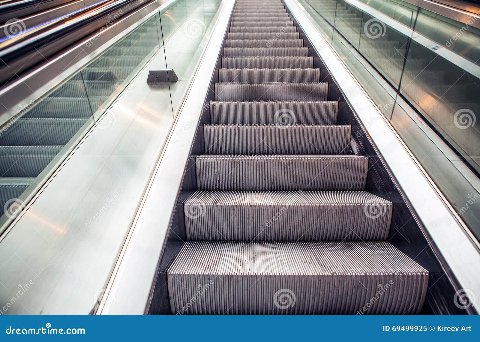 Wide Angled View To Perspective Escalators Stairway Stock Image - Image ...