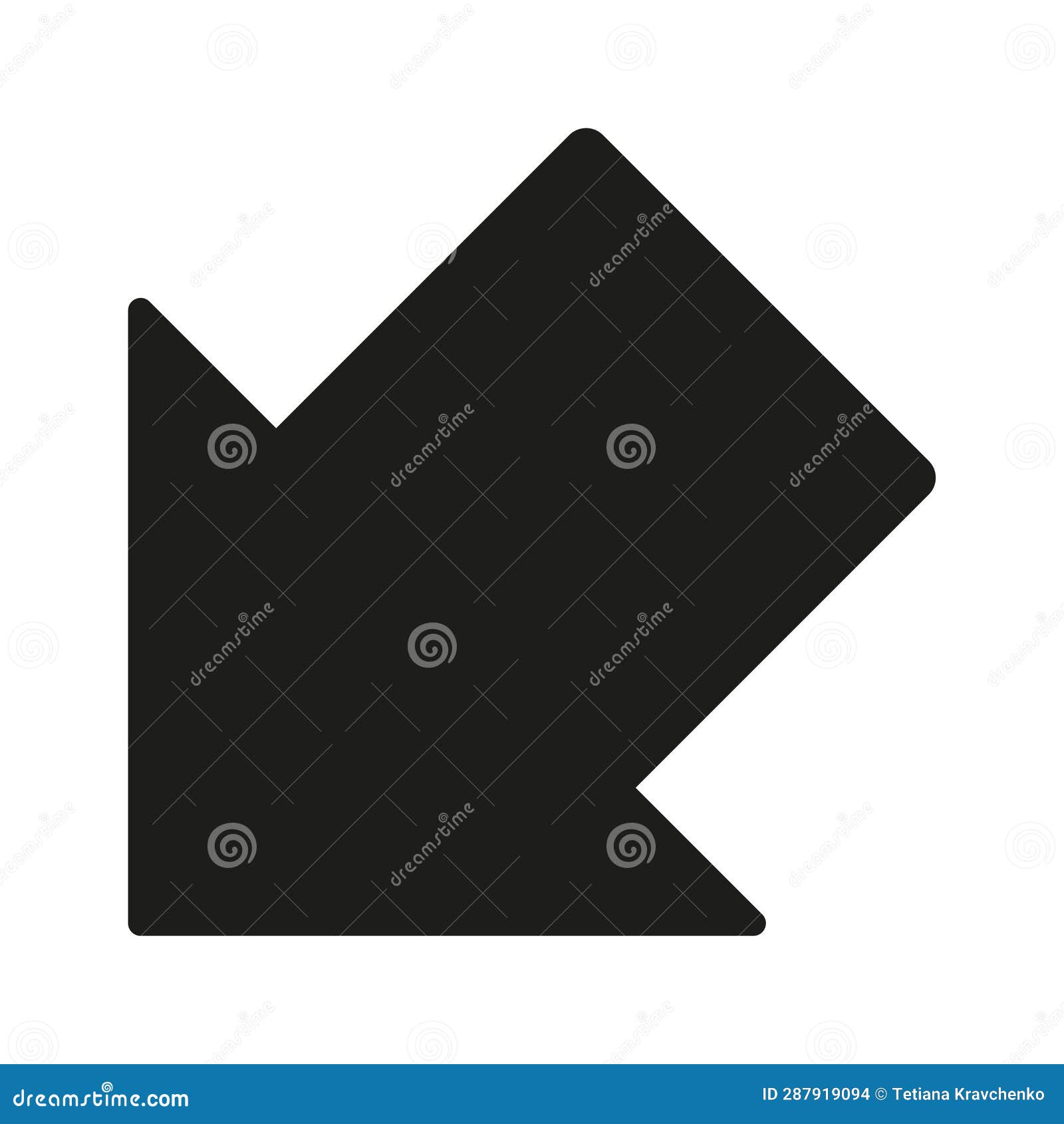 Wide Arrow. Broad Down Arrow To the Left. Vector Illustration. EPS 10 ...
