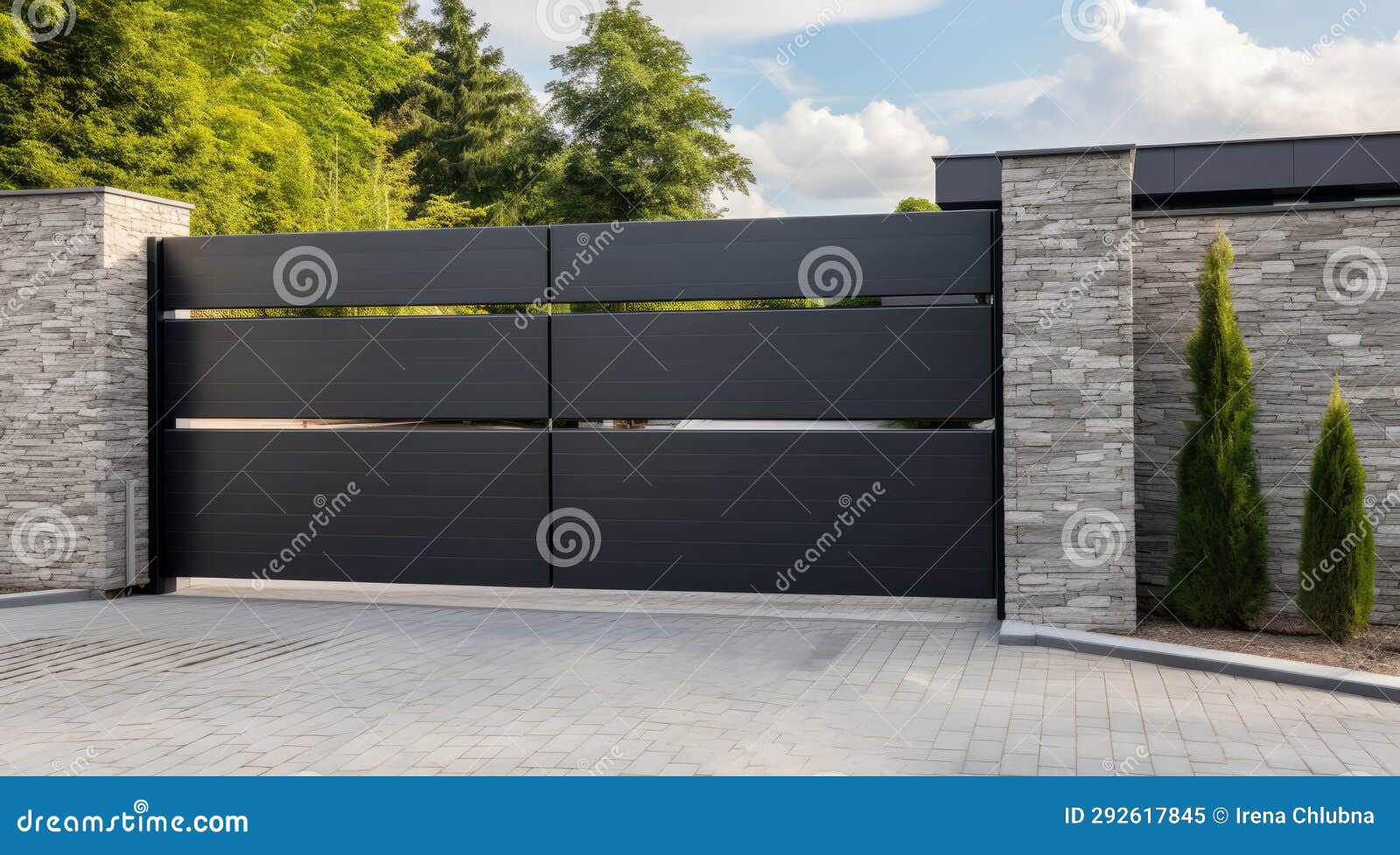 Wide Automatic Sliding Gate with Remote Control. Security and ...