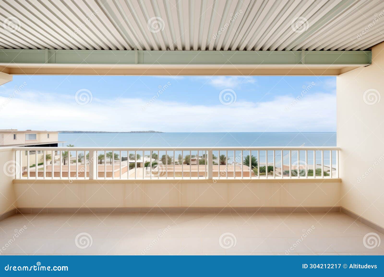 Wide Balcony with Sea View, Railing Stock Image - Image of panoramic ...