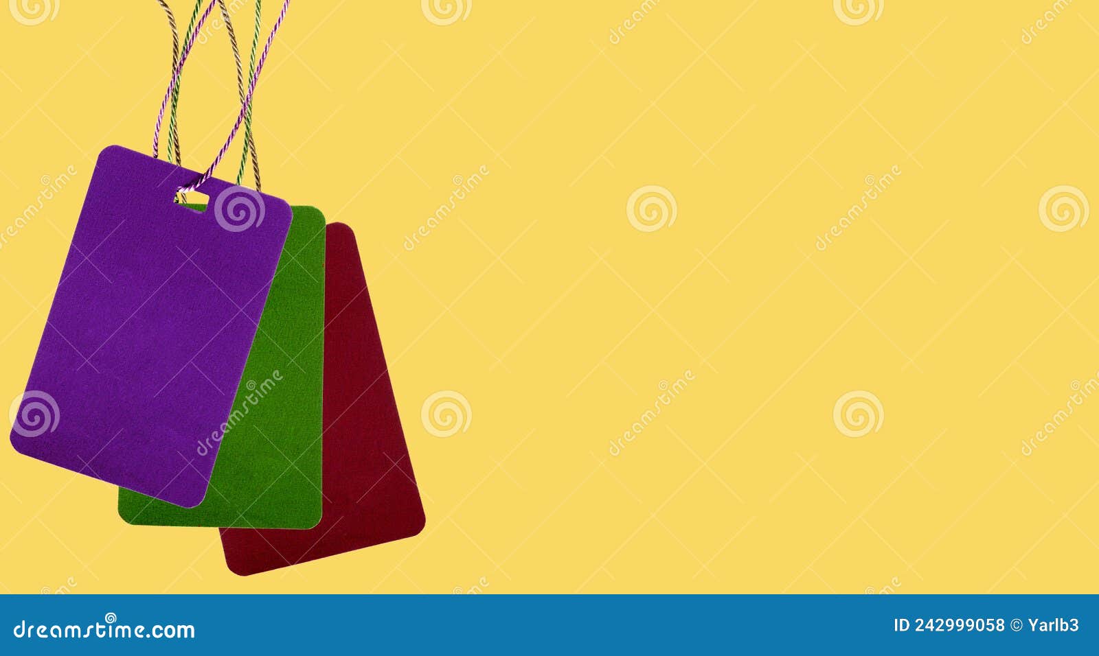 Wide Banner, Colored Labels with Space for Text on a Yellow Background ...