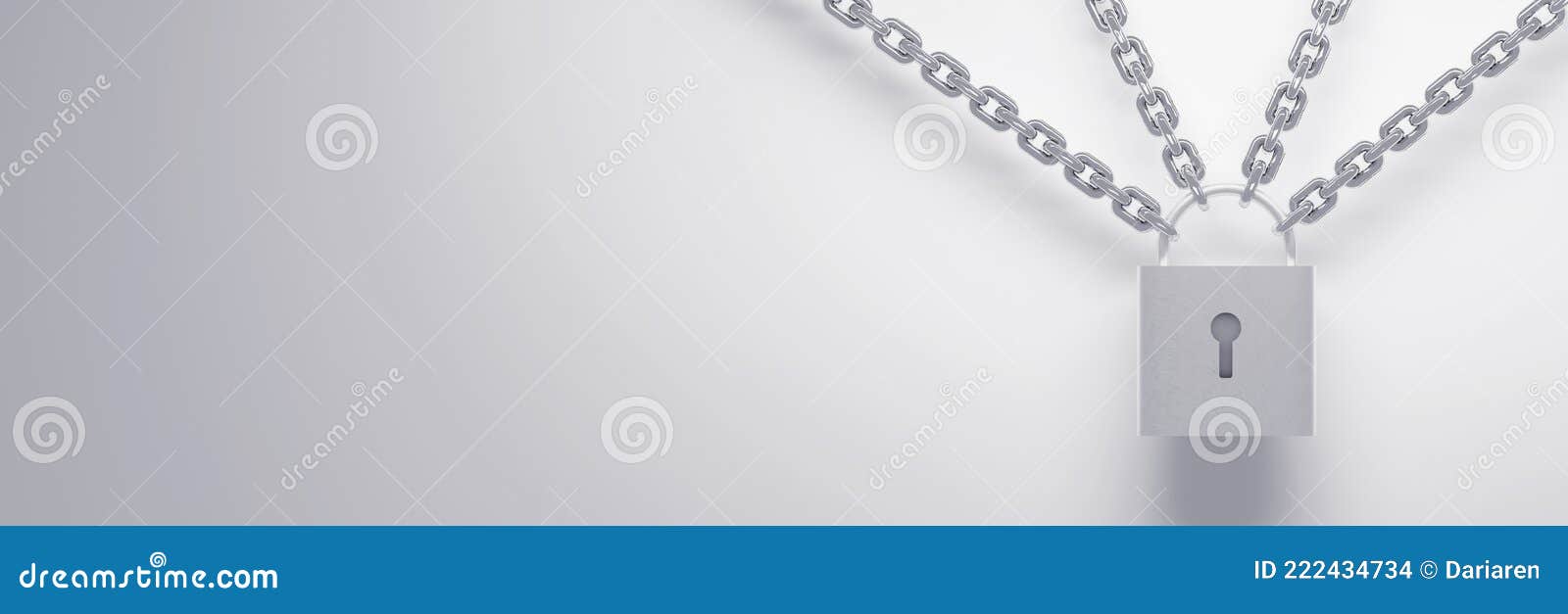 Wide Banner with a Lock and Metallic Chains with Copy Blank Space Stock ...