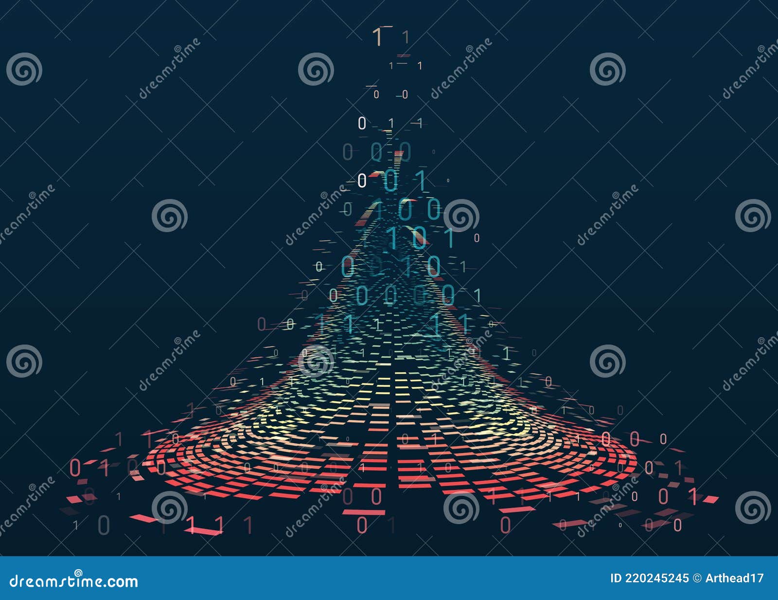 Wide Big Data Visualization Abstract Background With Lines Array And Binary Code Connection