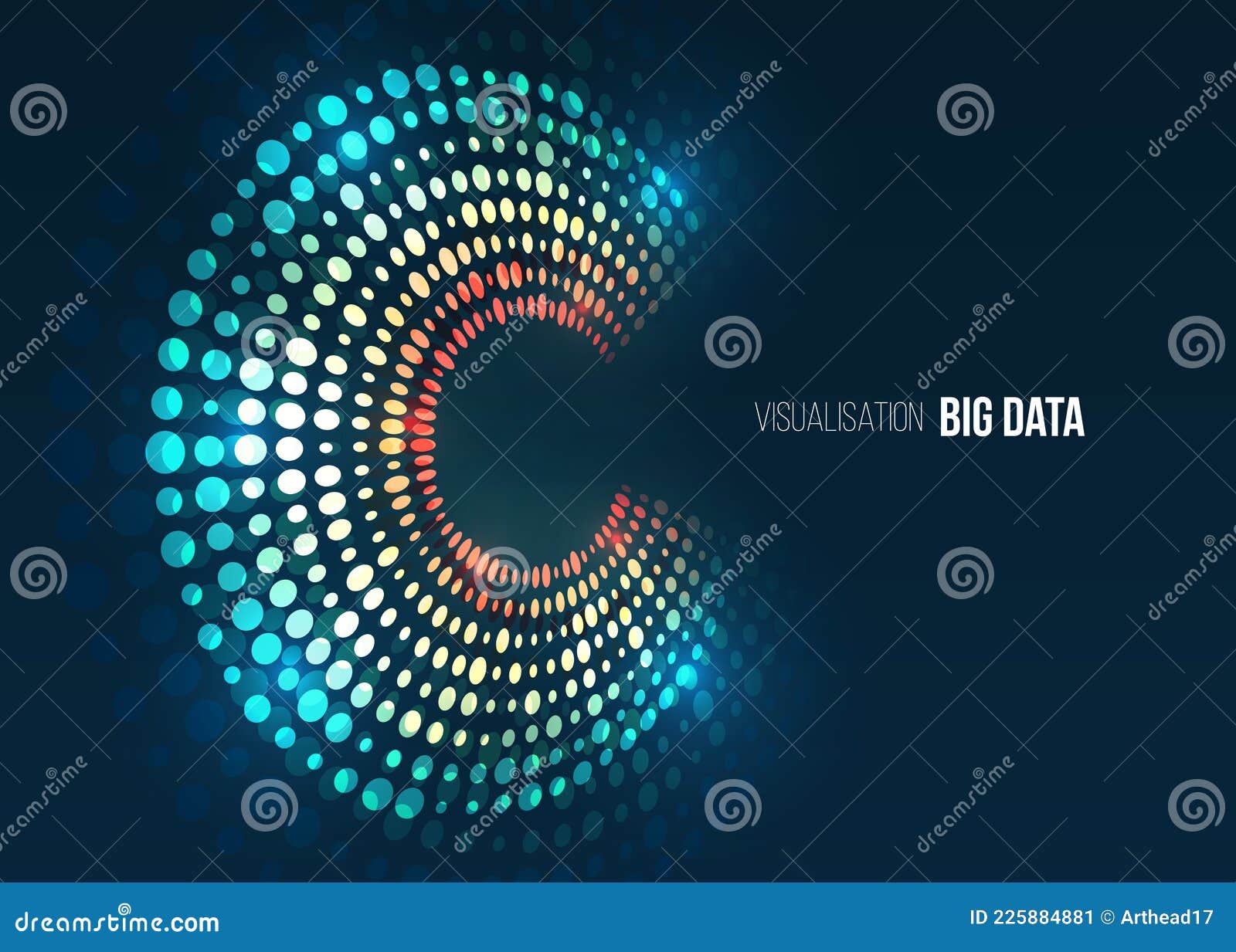 Wide Big Data Visualization Information Analytics Concept Abstract Stream Information With