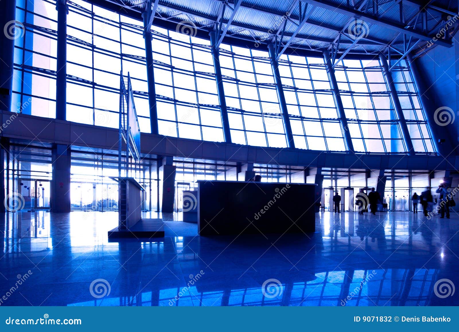 Wide blue hall stock photo. Image of crowd, departure - 9071832