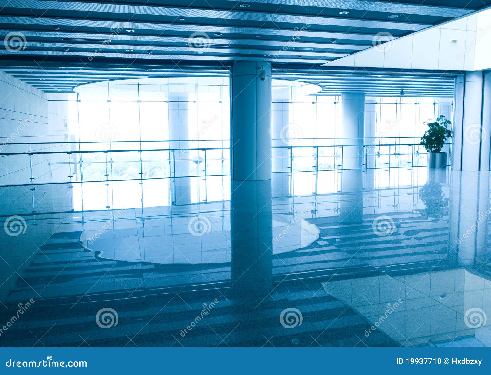 Wide blue hall interior stock photo. Image of city, finance - 19937710