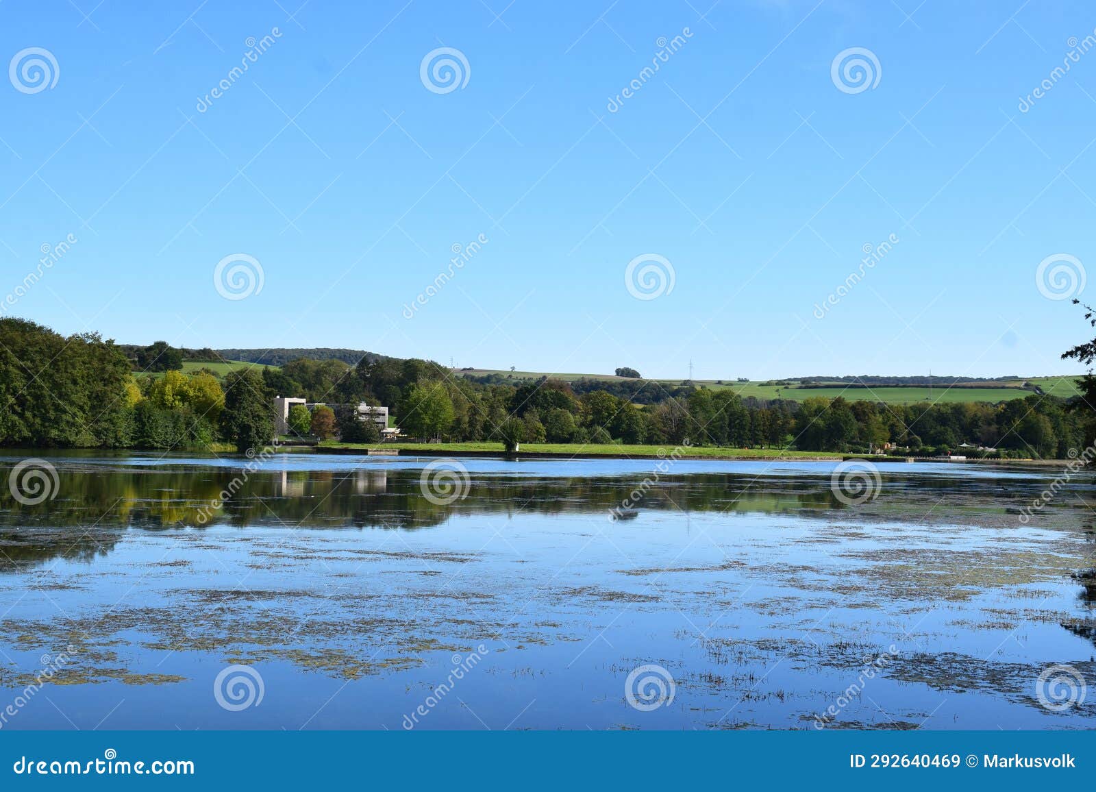 Wide Blue Lake Echternach with the Island Stock Image - Image of ...