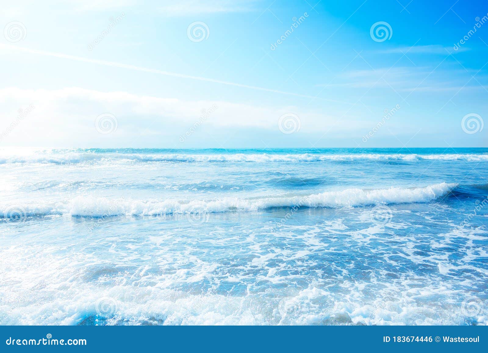 Wide Blue Ocean Waves at Day Stock Photo - Image of travel, cloud ...