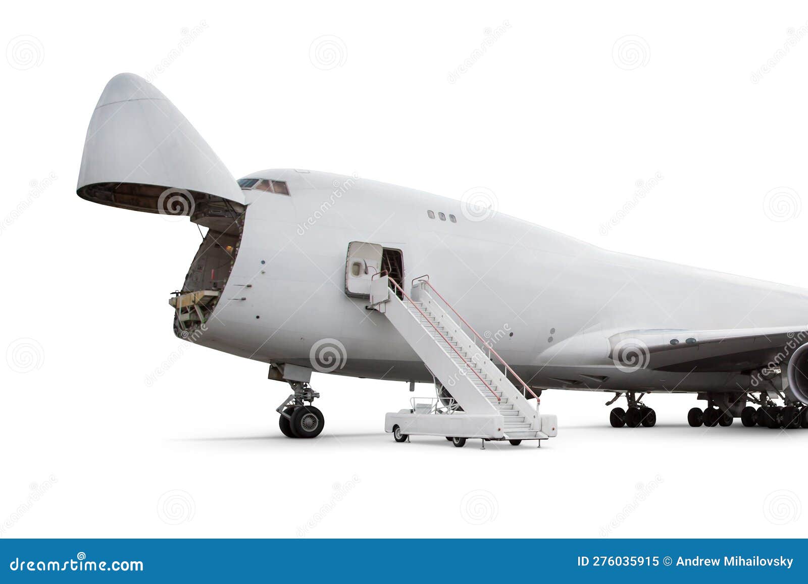 Wide Body Cargo Aircraft with an Open Nose Hatch Isolated on White ... Wide Body Cargo Aircraft with an Open Nose Hatch Isolated on White ...