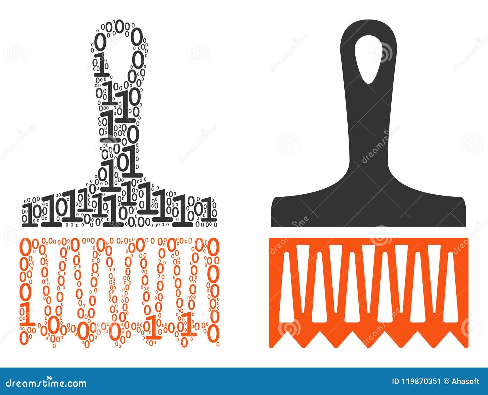 Wide Brush Composition of Binary Digits Stock Vector - Illustration of ...