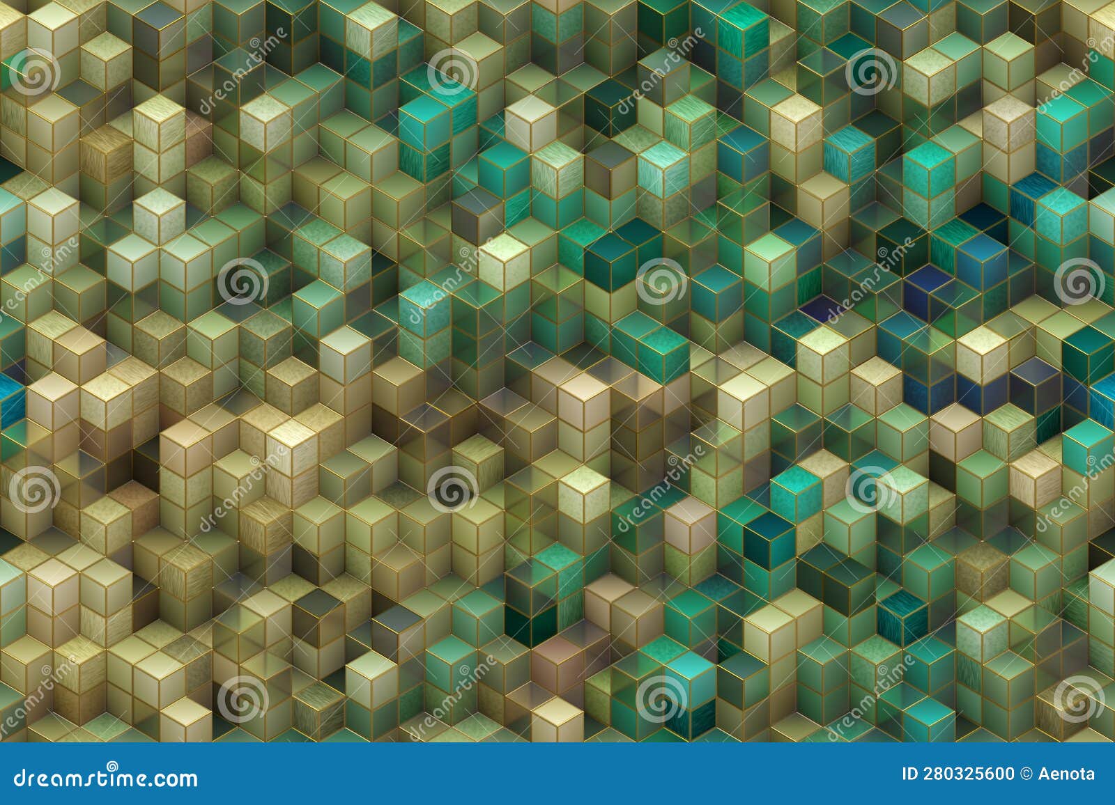 Wide Continuous 3D Cubic Abstract Pattern Stock Illustration ...
