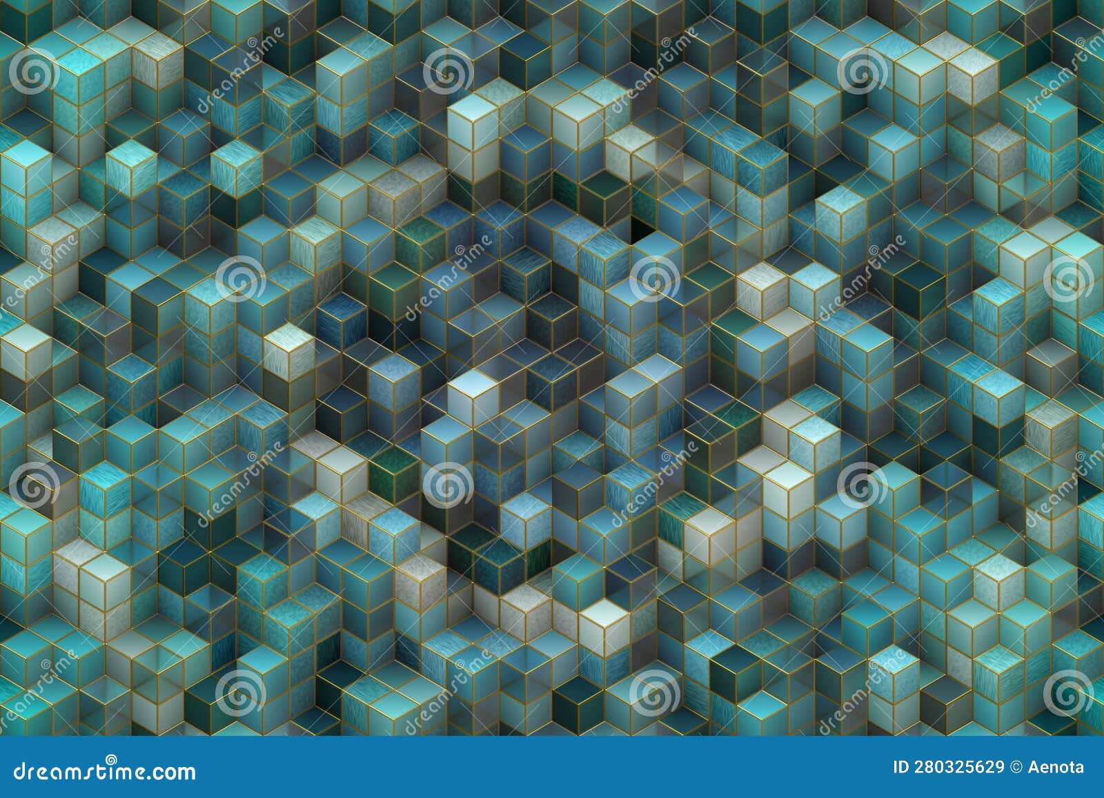 Wide Continuous 3D Cubic Abstract Pattern Stock Illustration ...