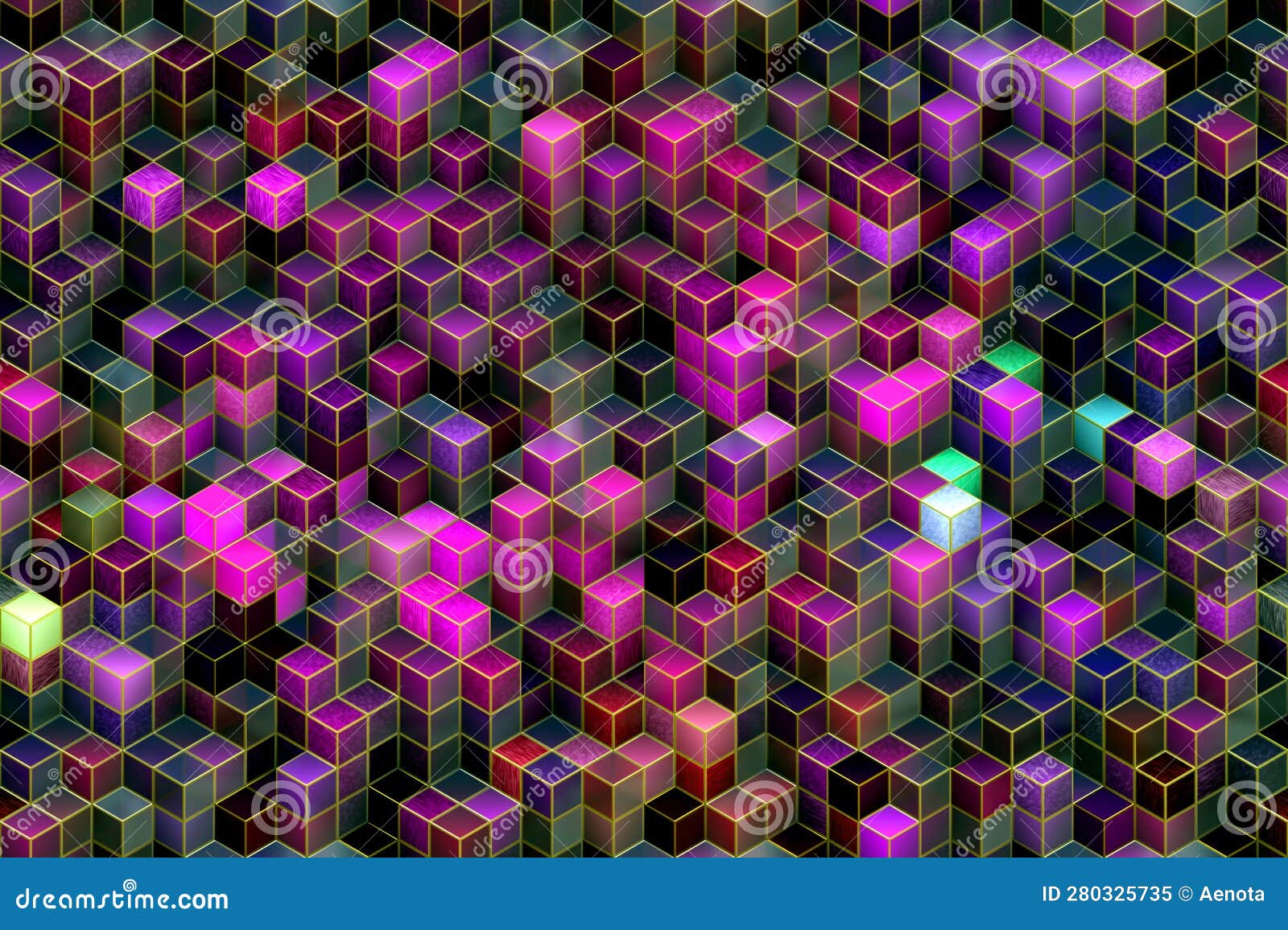 Wide Continuous 3D Cubic Abstract Pattern Stock Illustration ...
