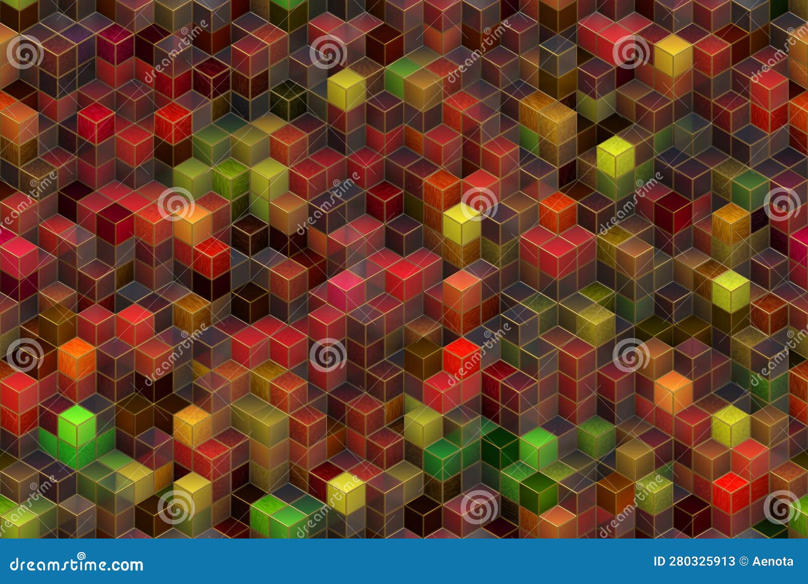 Wide Continuous 3D Cubic Abstract Pattern Stock Illustration ...