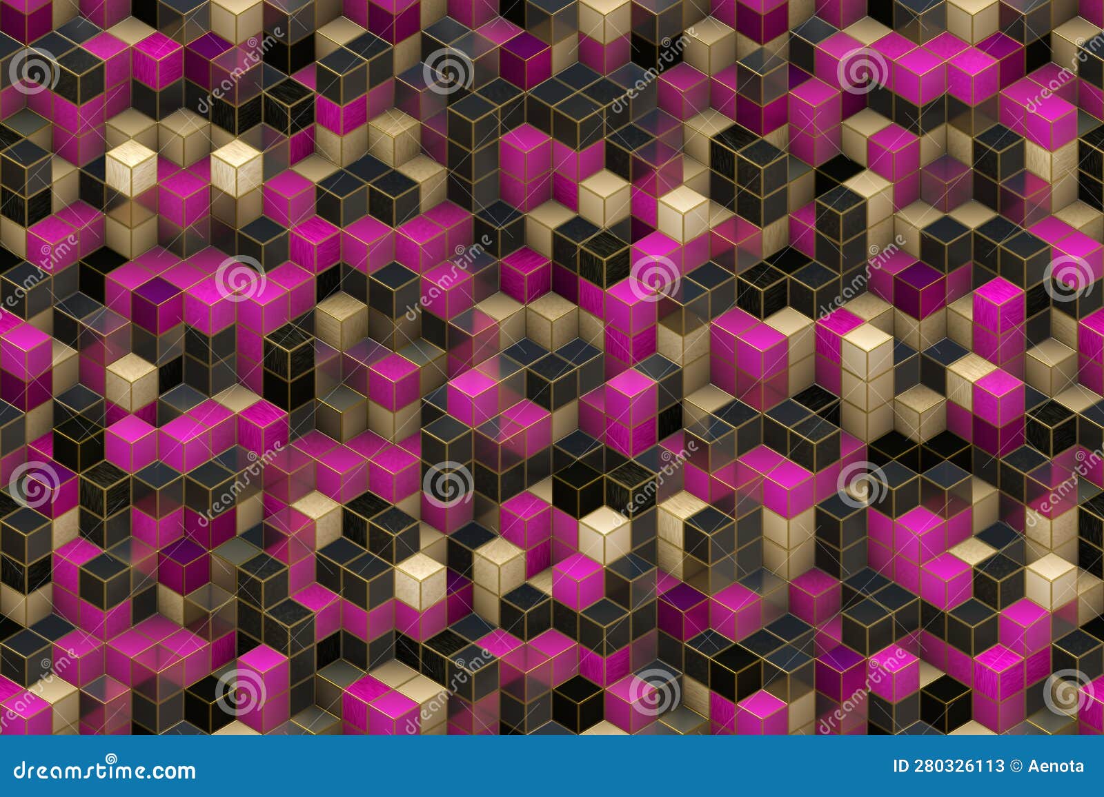 Wide Continuous 3D Cubic Abstract Pattern Stock Illustration ...