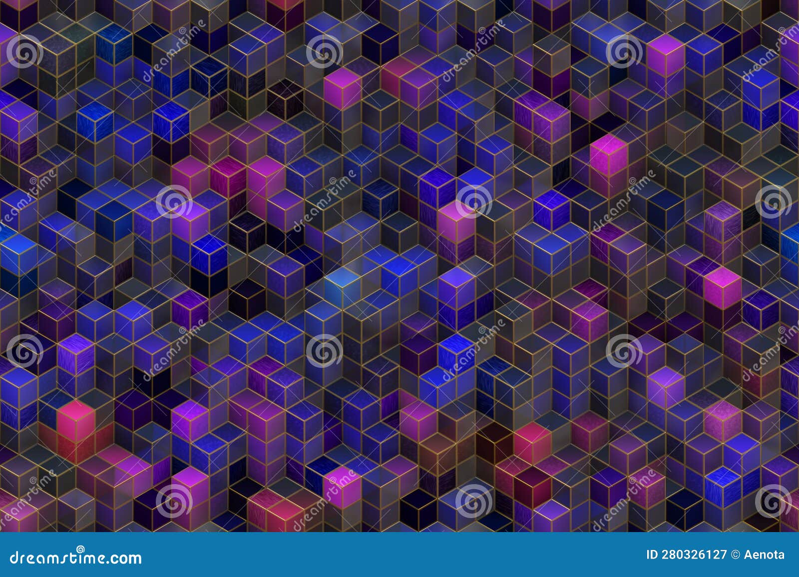 Wide Continuous 3D Cubic Abstract Pattern Stock Illustration ...