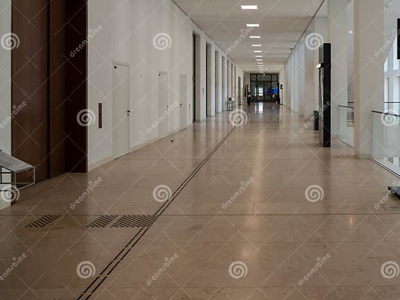 Wide Corridor of a Modern Building. Stock Image - Image of modern ...