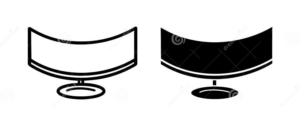Wide and Curved Screen Monitors Cartoon Doodle, Vector. Stock Vector ...