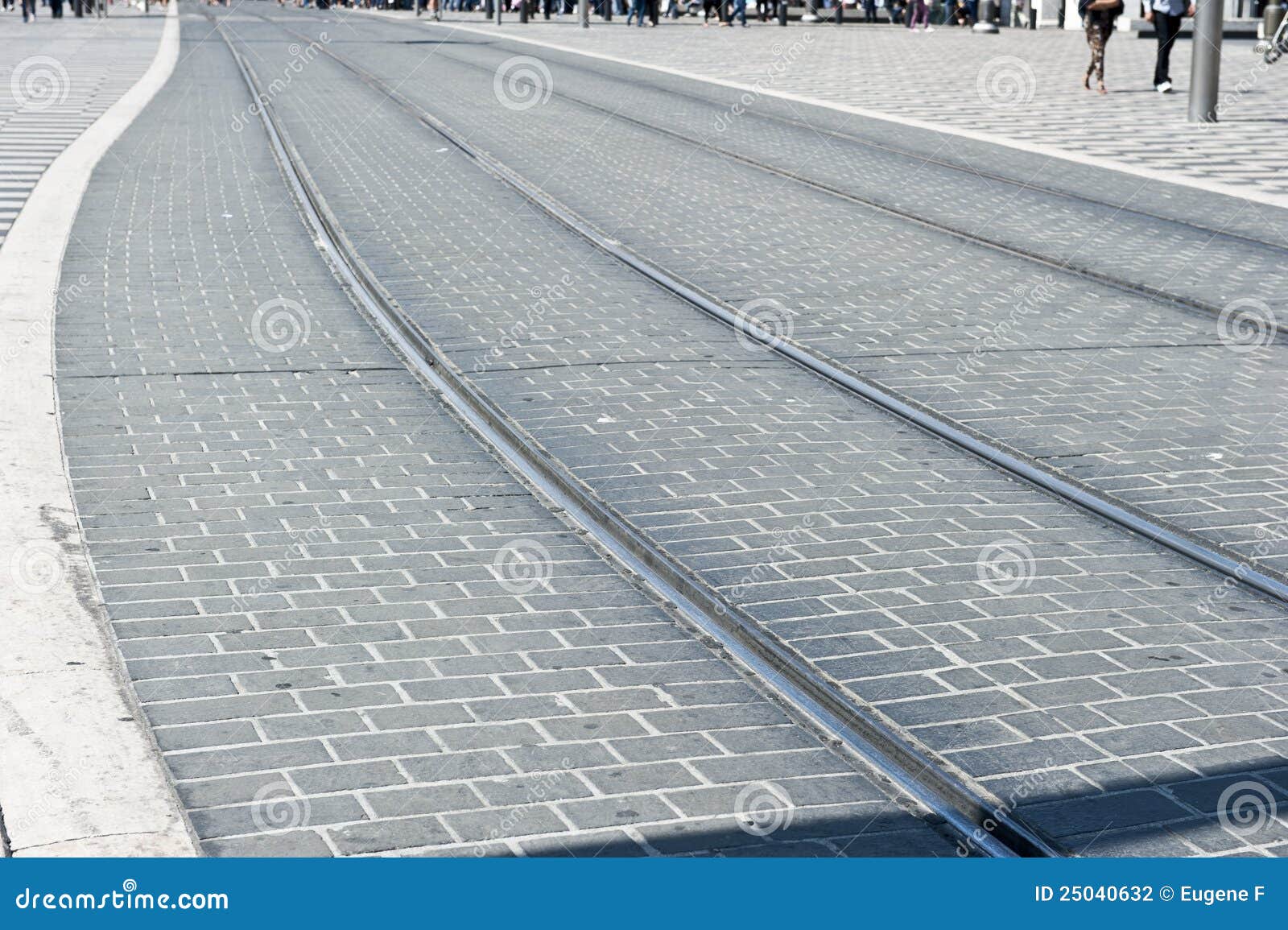 Wide Curvy Tram Tracks stock photo. Image of tram, walking - 25040632