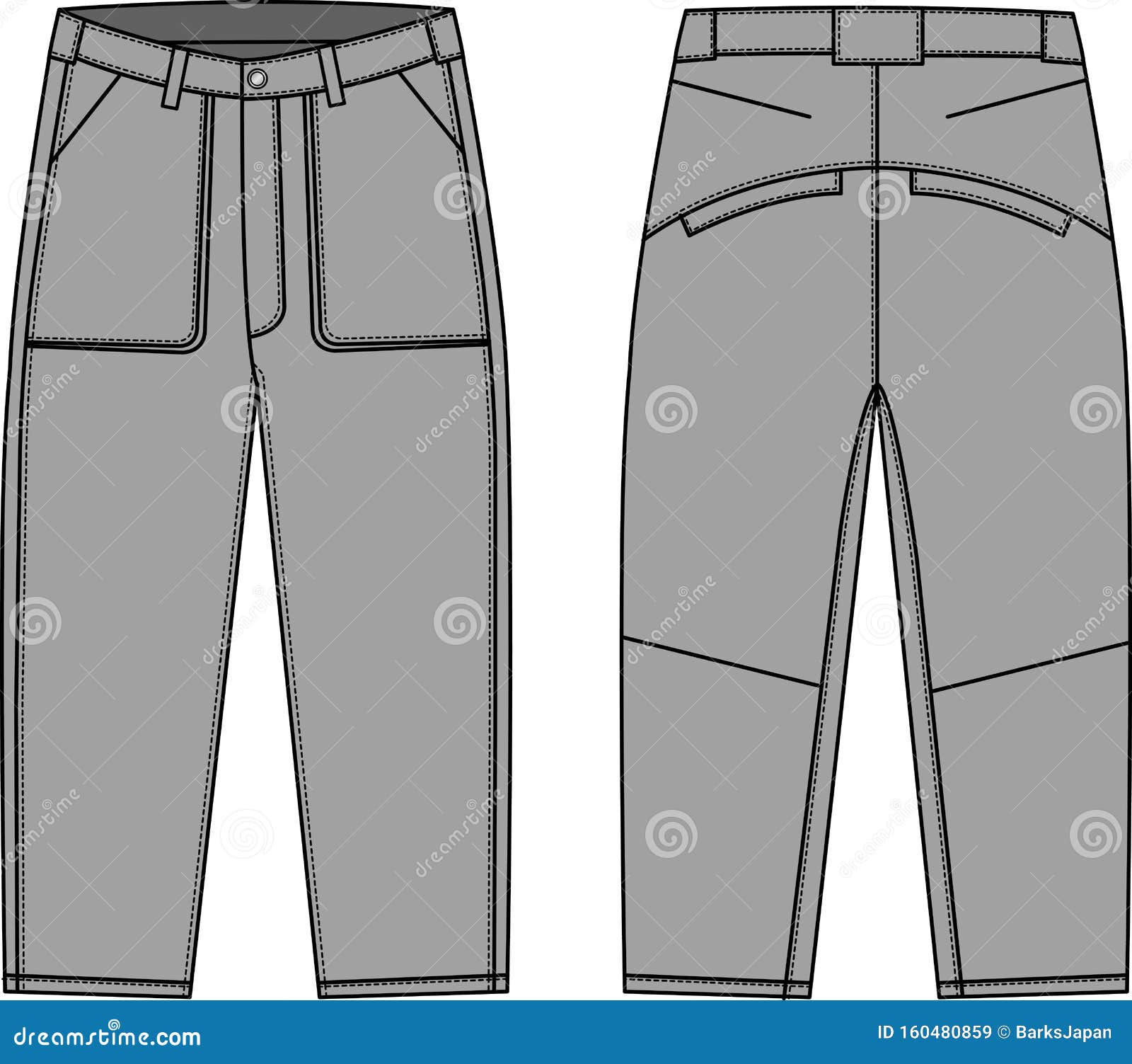 Wide Denim Pants Illustration / Gray Stock Vector - Illustration of ...
