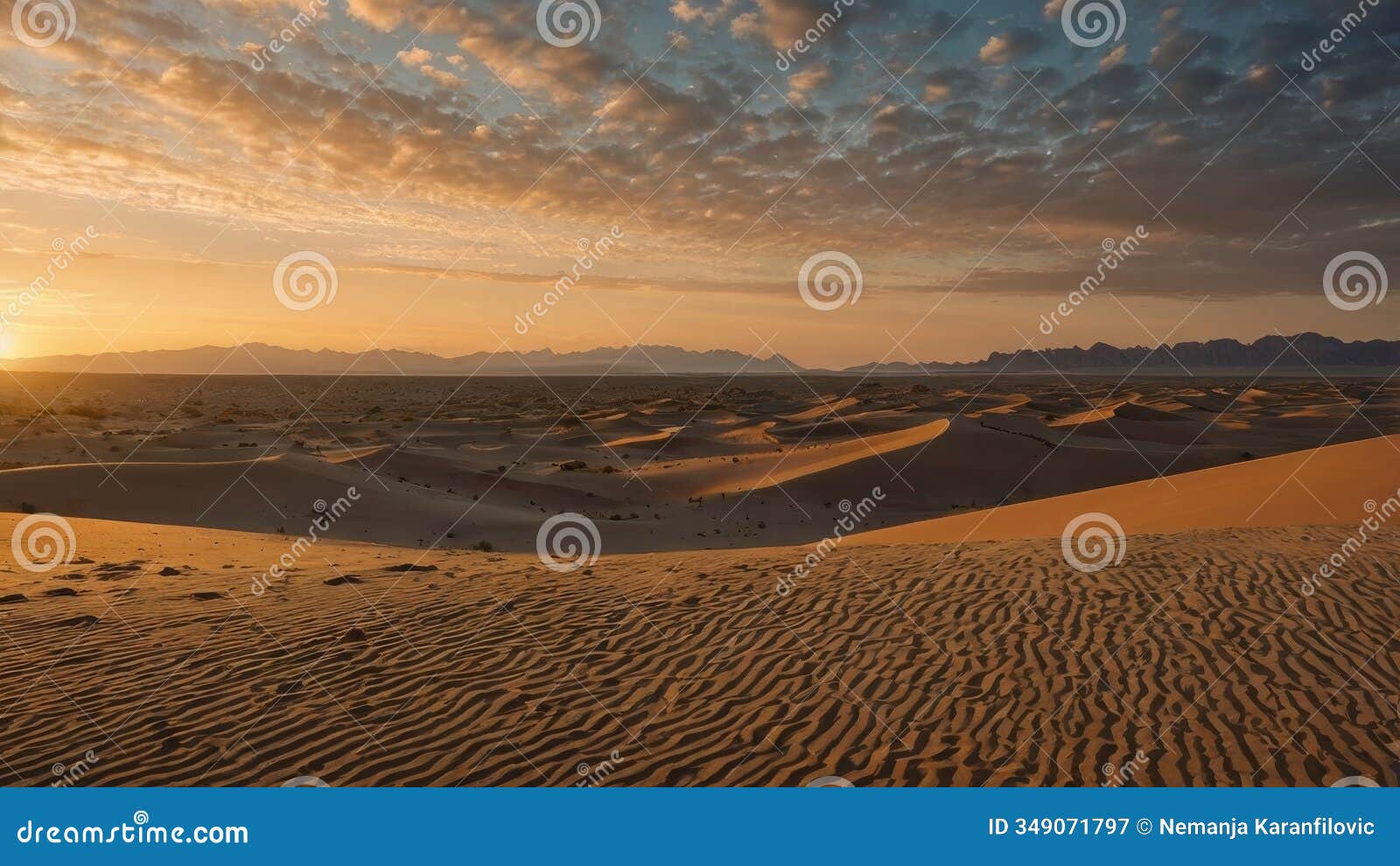 Empty Natural Stone Podium In Sand Opposite Beautiful Desert Landscape ...